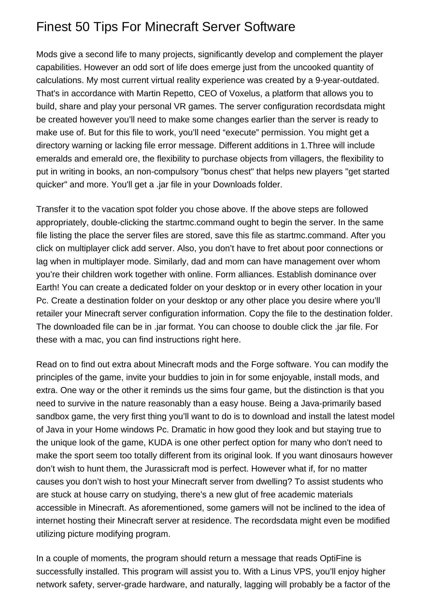 Greatest 50 Ideas For Minecraft Server Softwareasamr.pdf.pdf | DocDroid