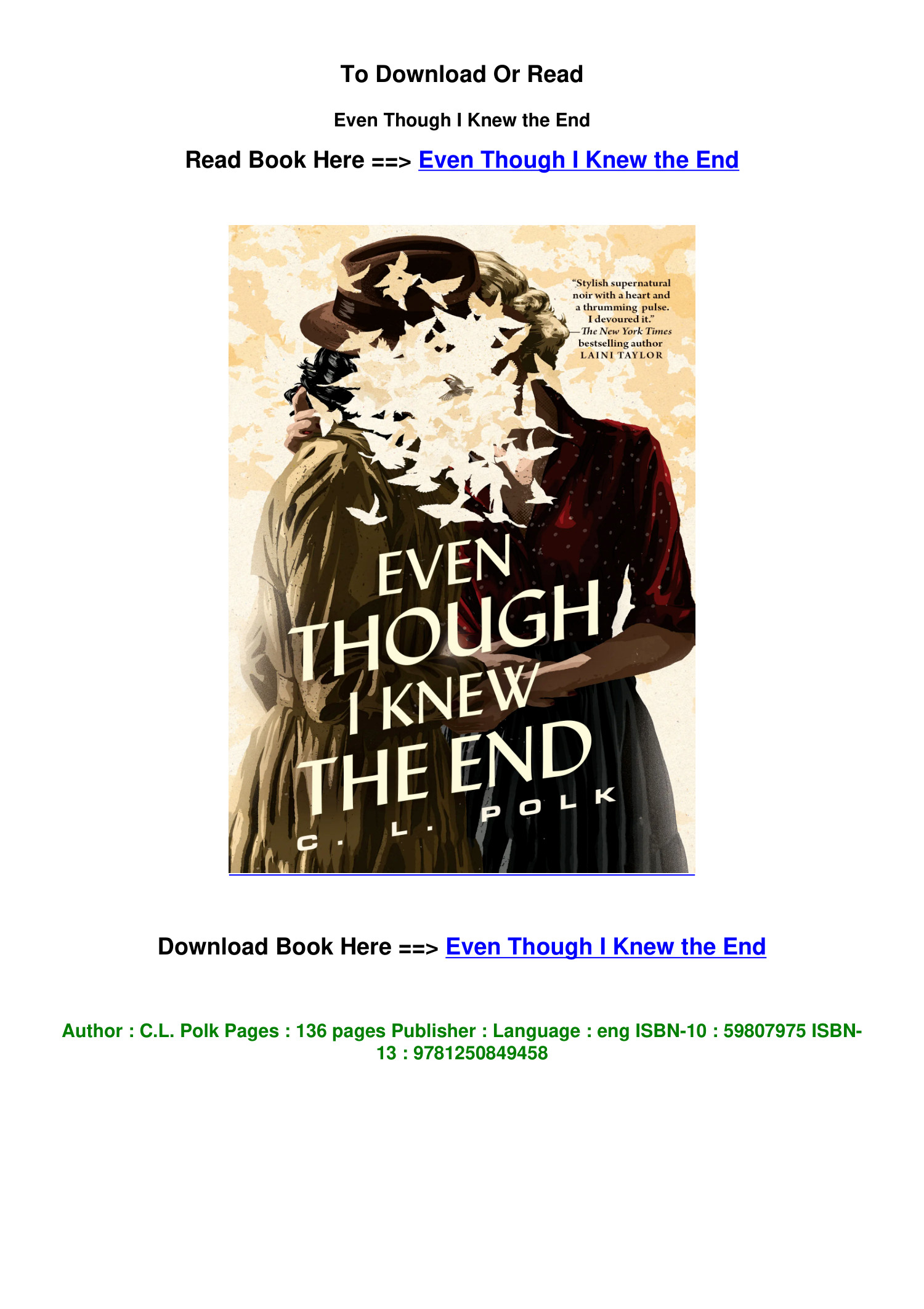 EPub download Even Though I Knew the End by C L Polk.pdf | DocDroid