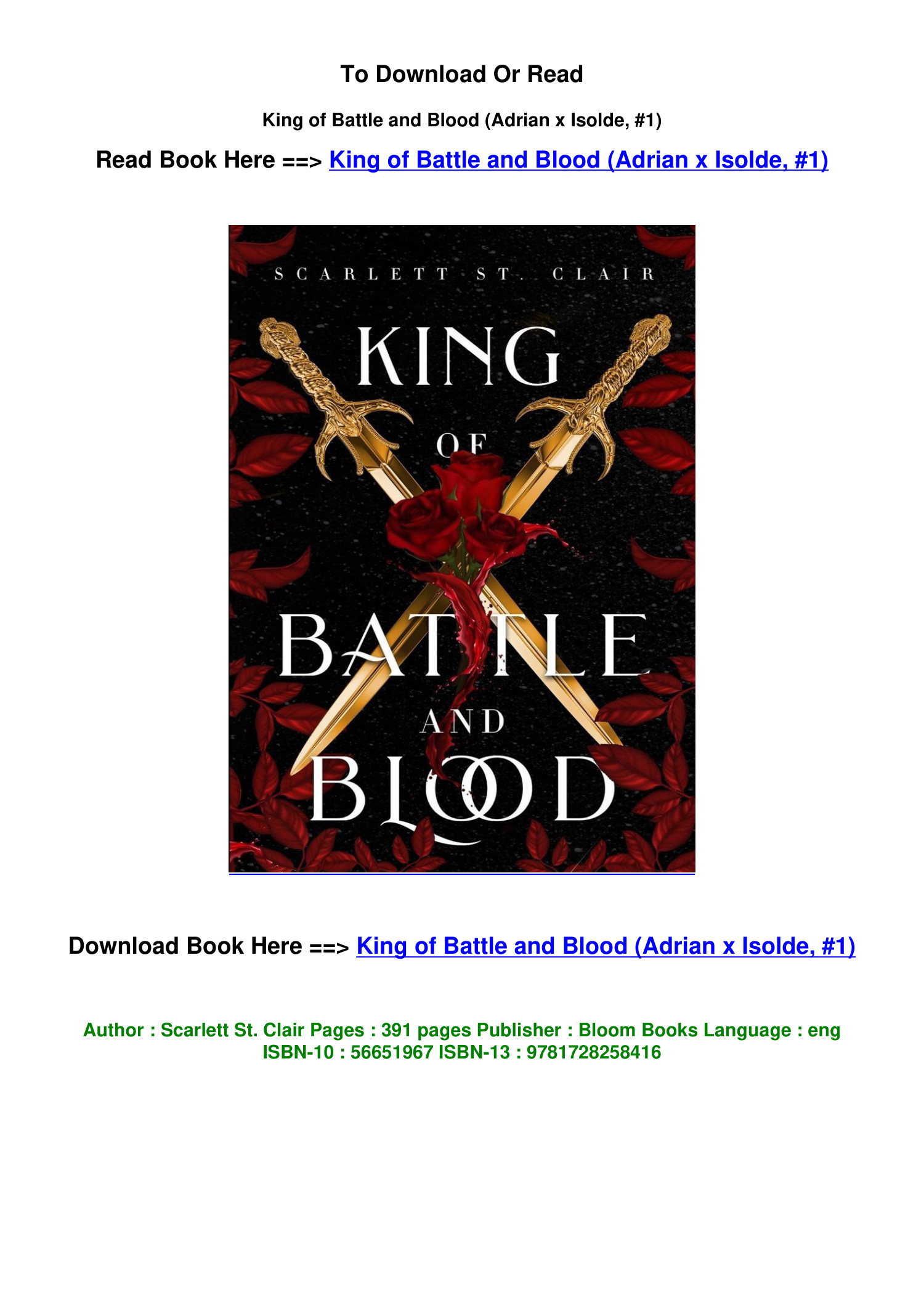 PDF DOWNLOAD King of Battle and Blood Adrian x Isolde 1 by Scarlett St .pdf | DocDroid