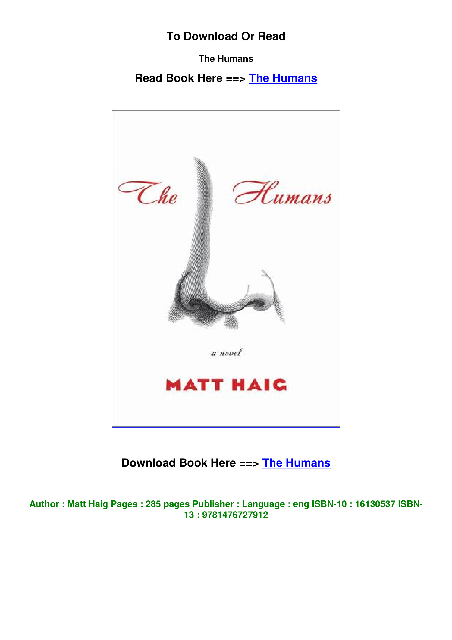 DOWNLOAD PDF The Humans By Matt Haig.pdf | DocDroid