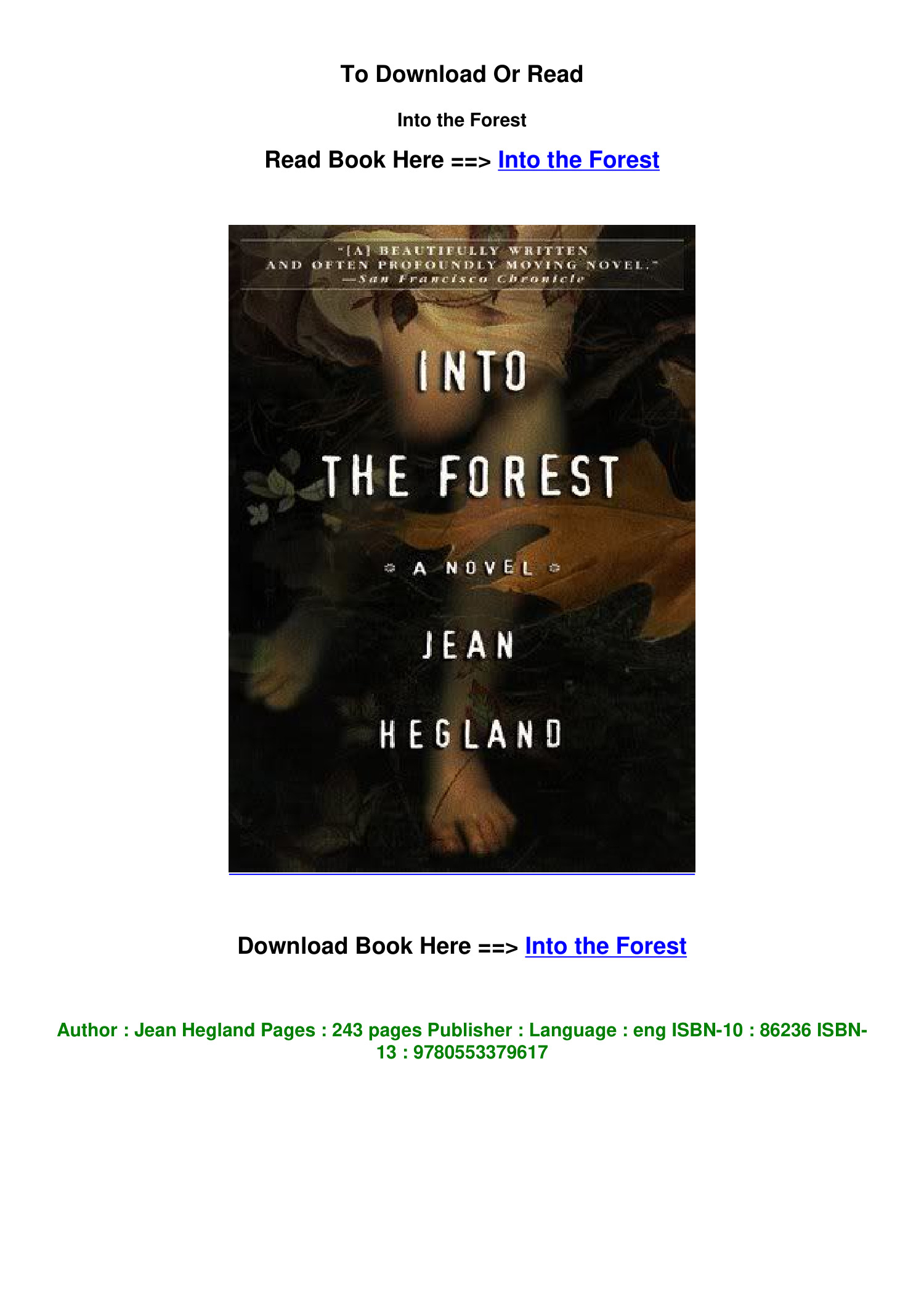 DOWNLOAD EPUB Into the Forest by Jean Hegland.pdf | DocDroid