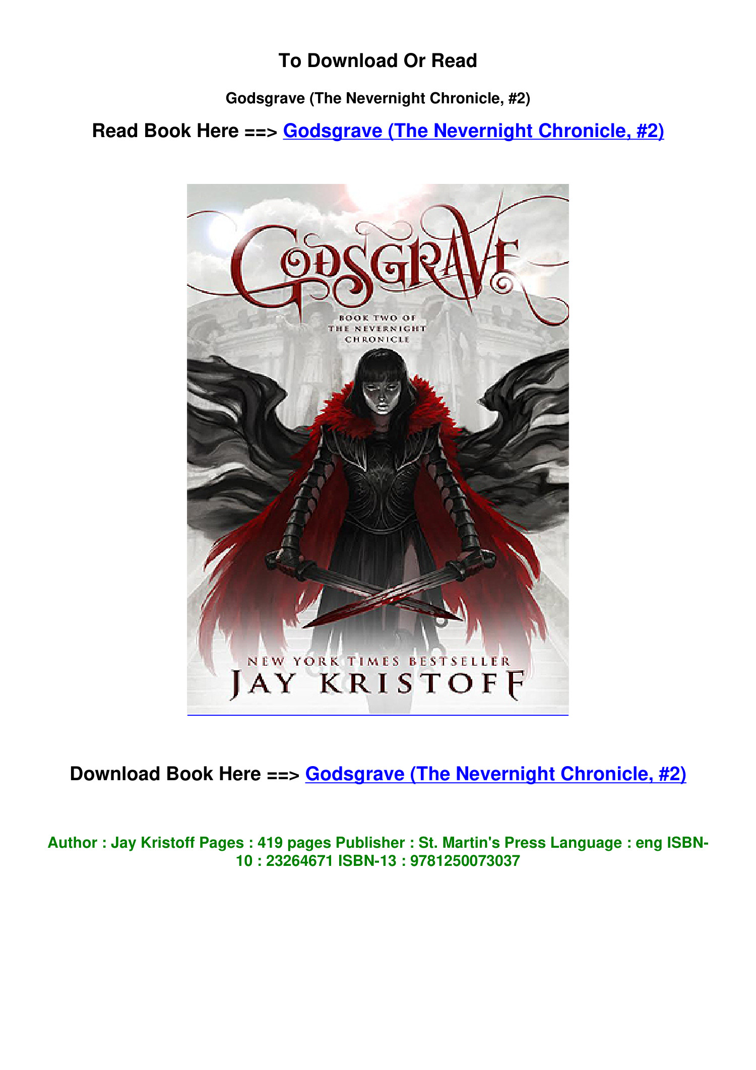 download PDF Godsgrave The Nevernight Chronicle 2 By Jay Kristoff.pdf | DocDroid