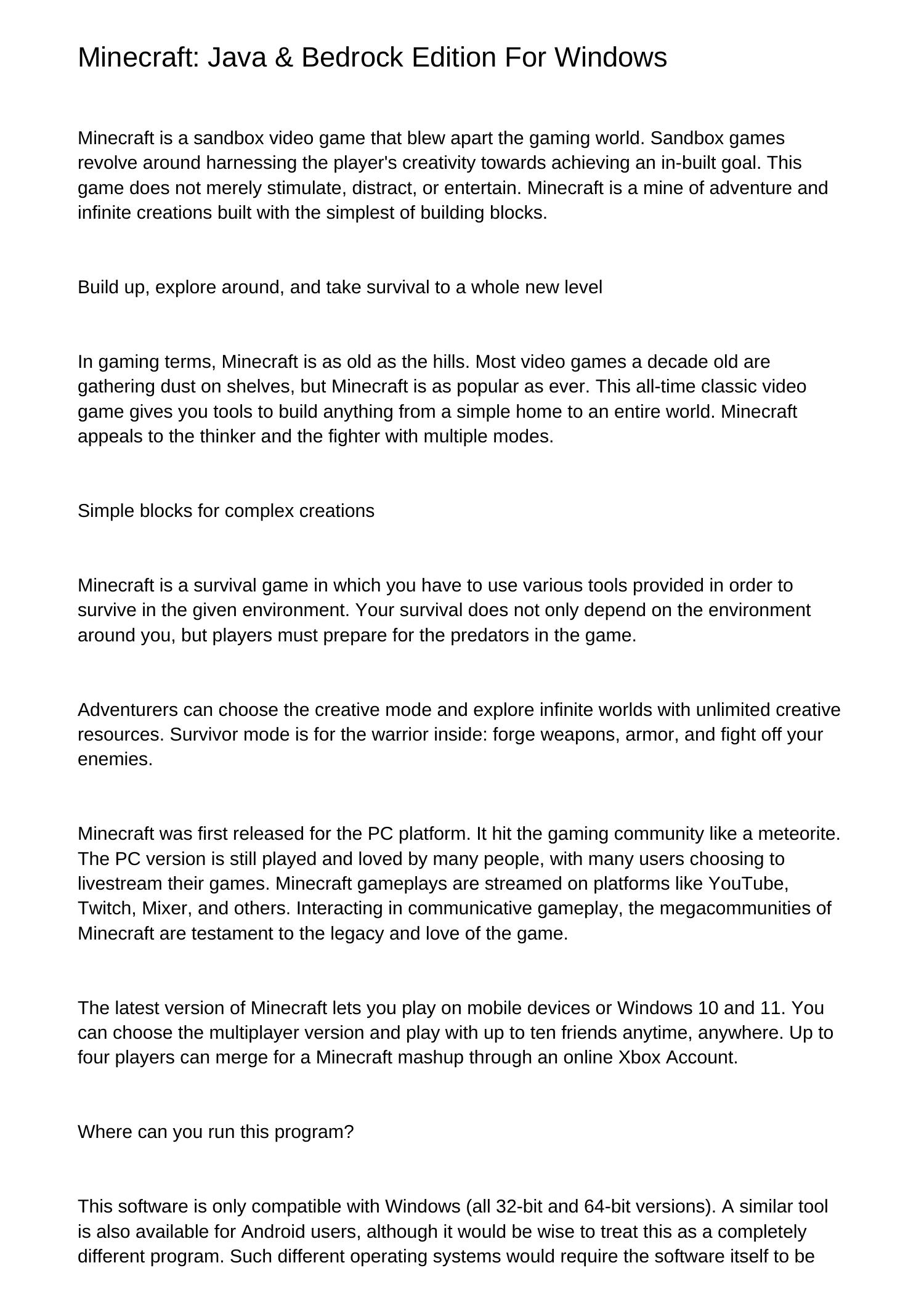 Minecraft Java Bedrock Edition For Windowslwujv.pdf.pdf | DocDroid