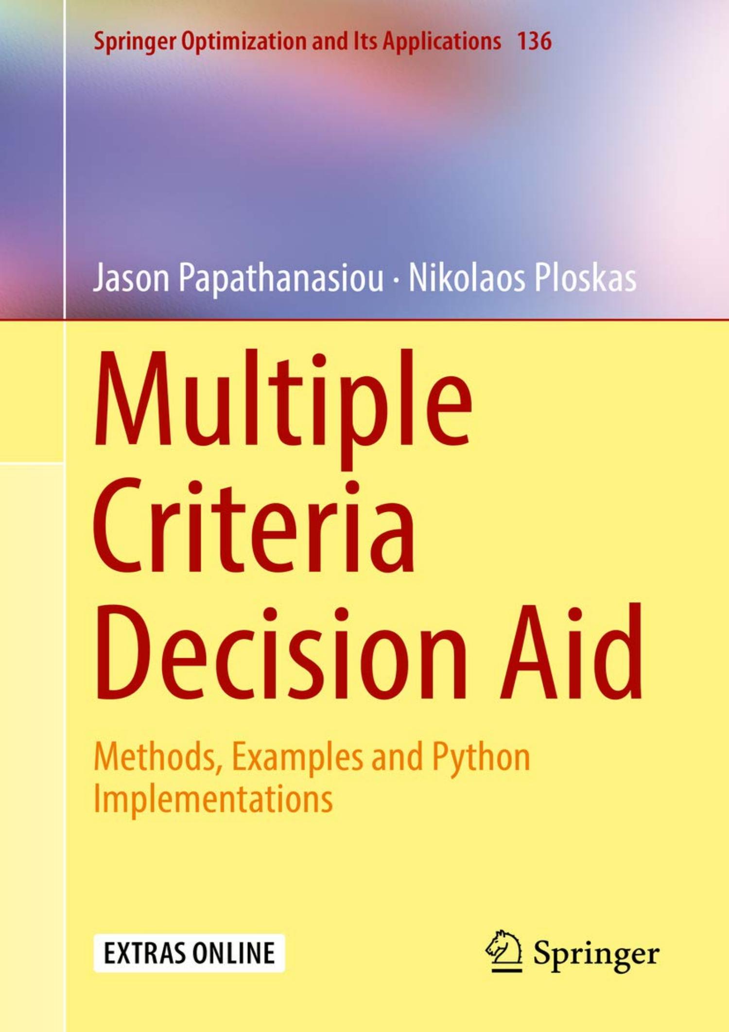 DOWNLOAD Multiple Criteria Decision Aid Methods Examples and Python Implementations Springer ...