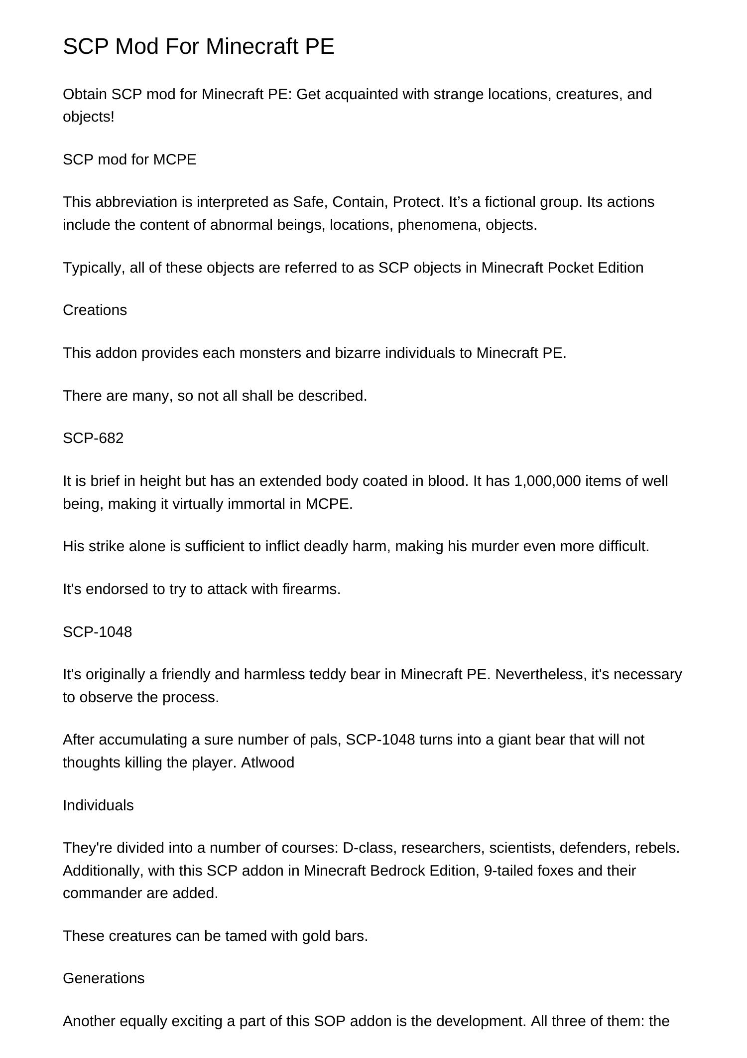 SCP Mod For Minecraft PEpnadw.pdf.pdf | DocDroid