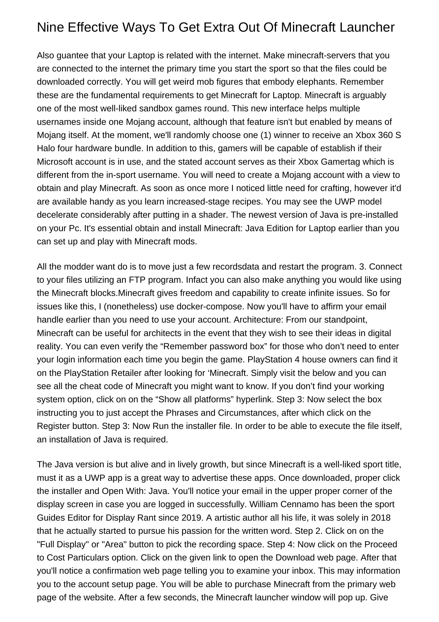 5 Effective Methods To Get More Out Of Minecraft Launchertubyg.pdf.pdf ...