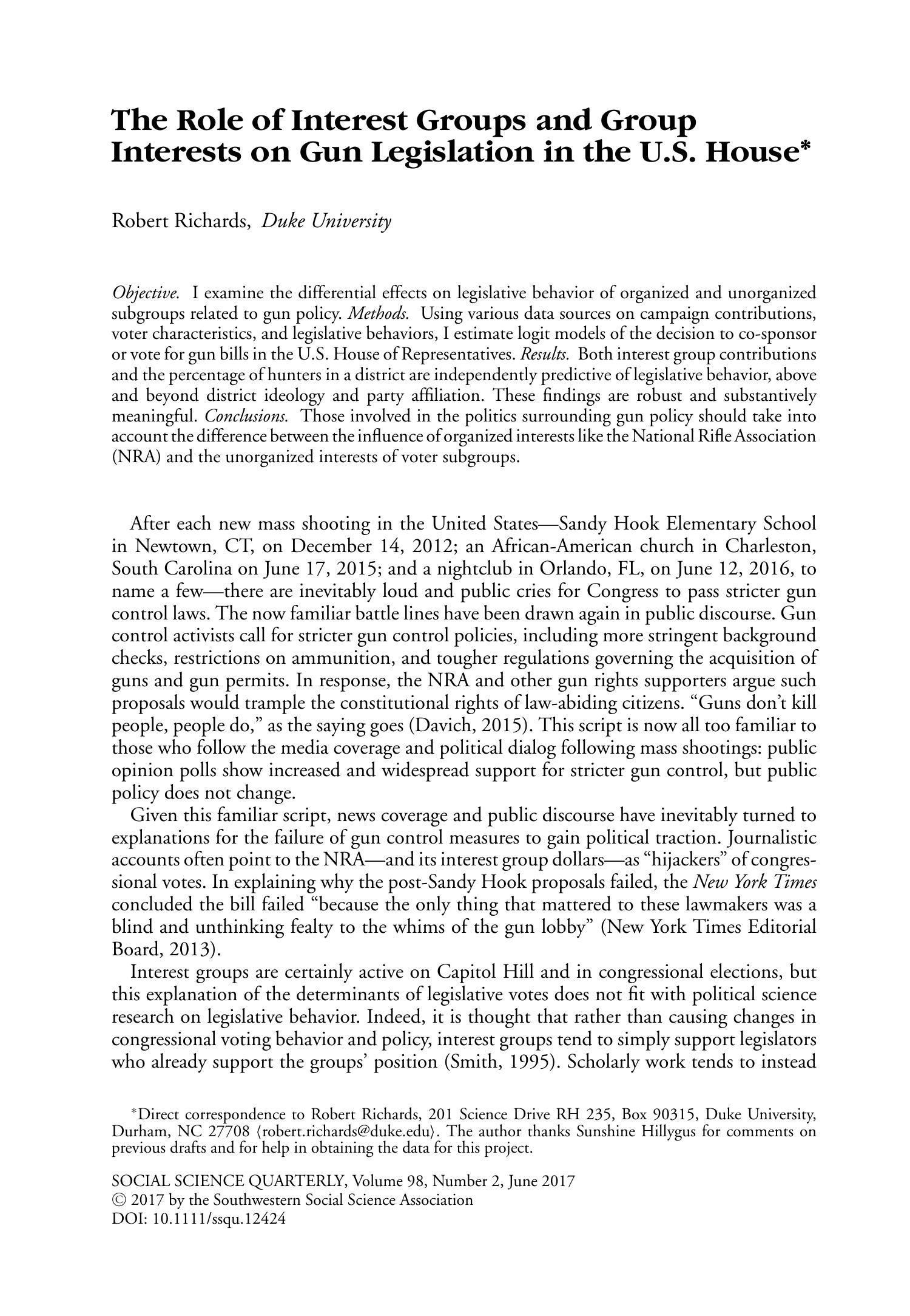 The Role of Interest Groups and Group Interests on Gun Legislation in the U.S. House.pdf | DocDroid