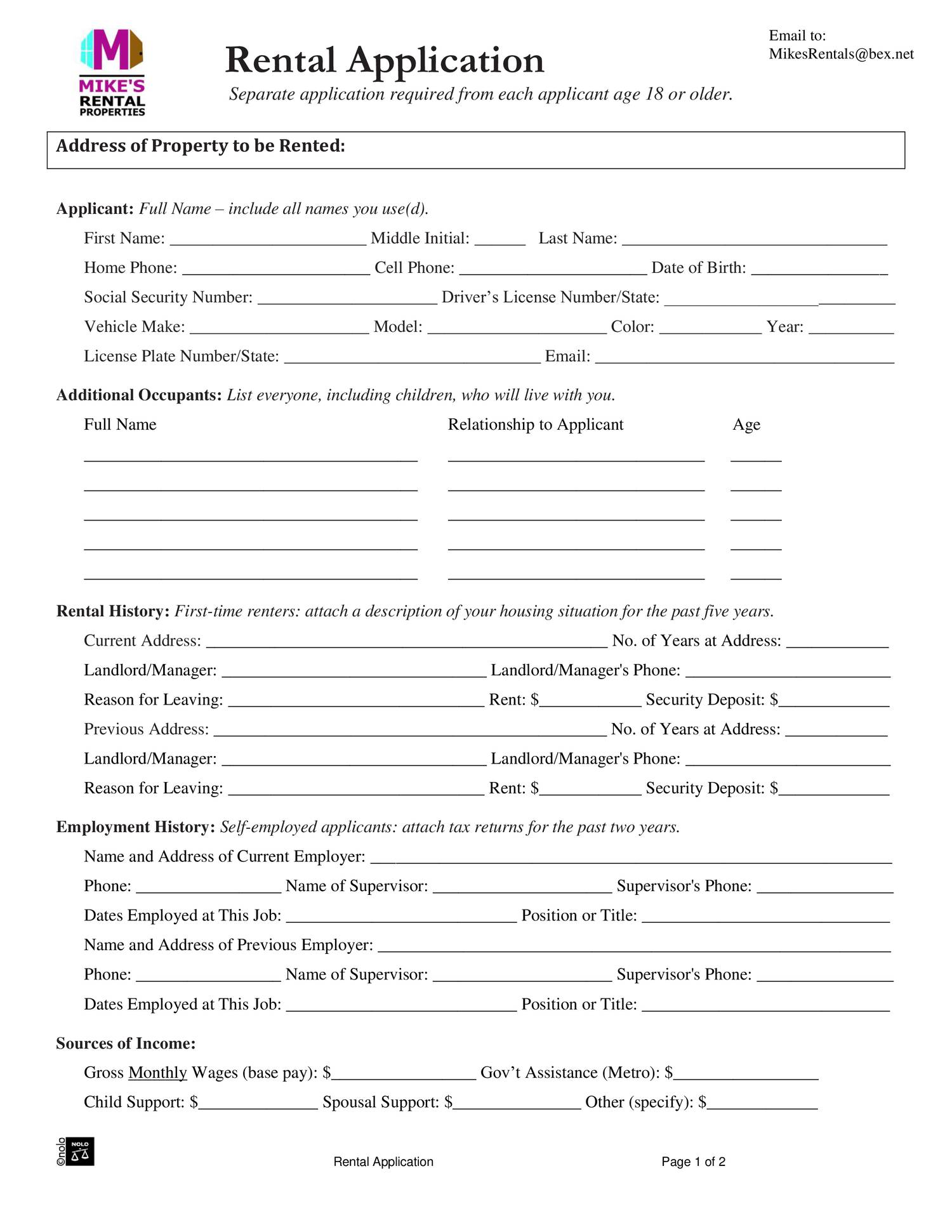 Application - Mike's Rental Properties.pdf | DocDroid