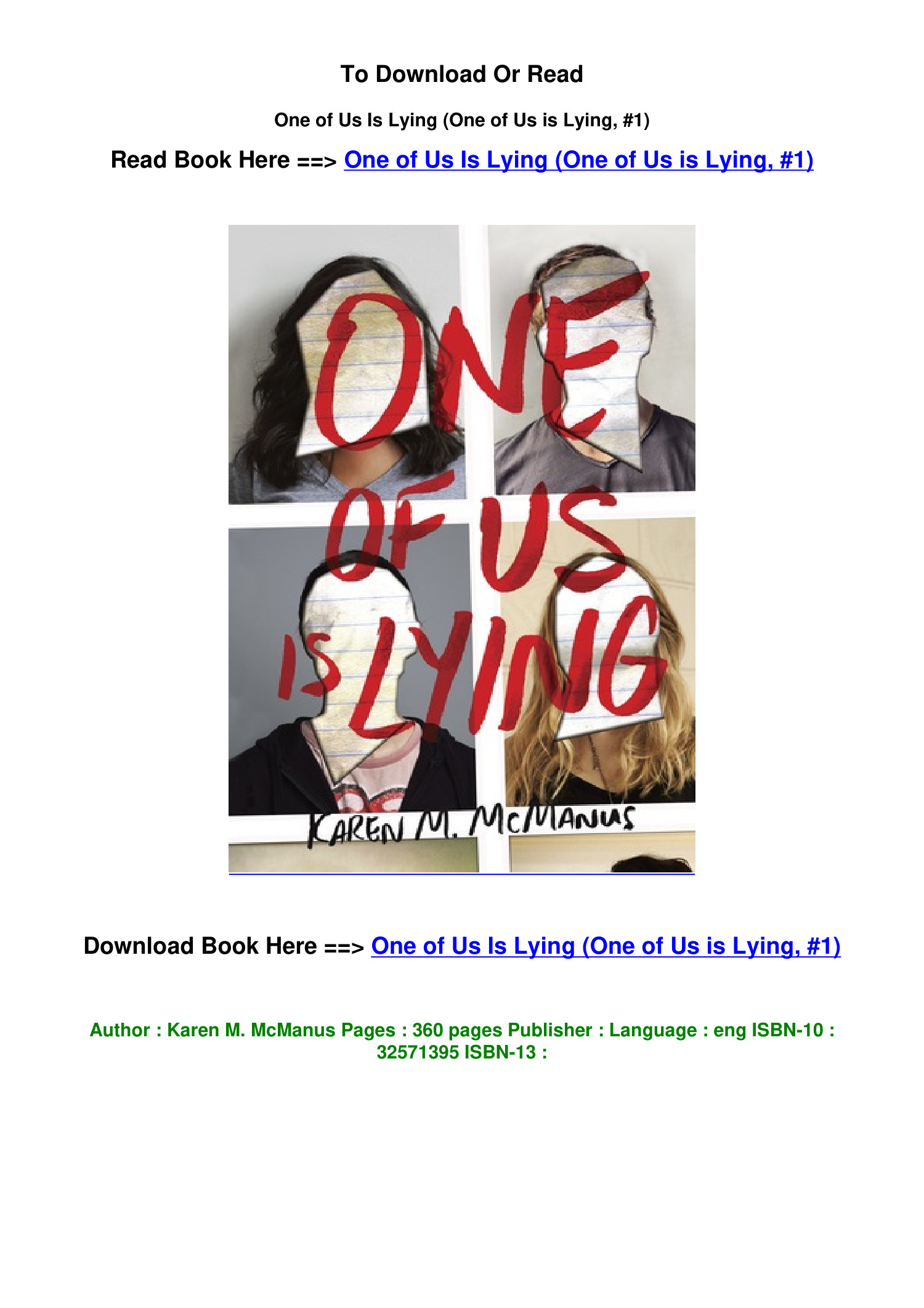 EPUB Download One of Us Is Lying One of Us is Lying 1 BY Karen M McManus.pdf | DocDroid