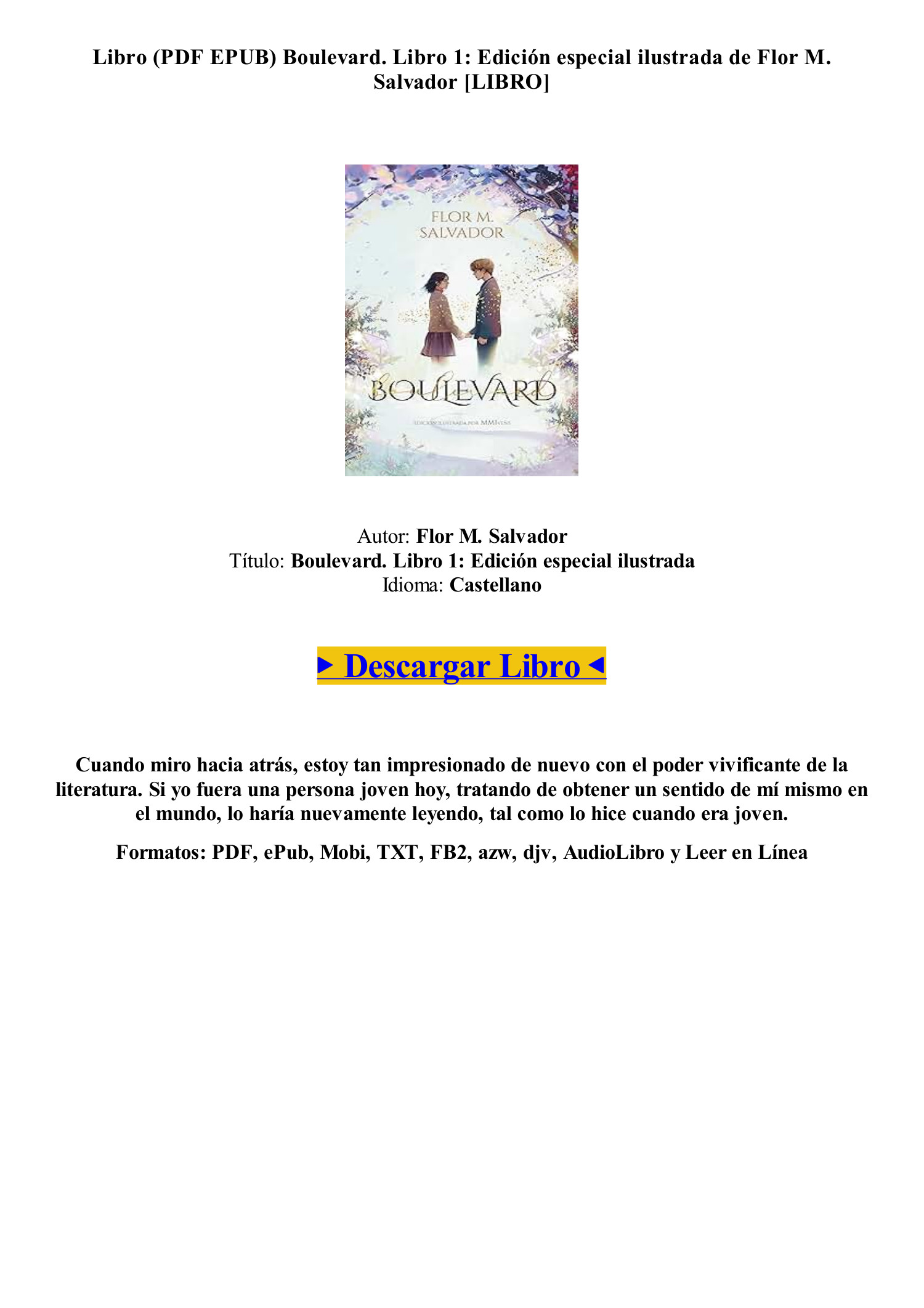 [EPUB PDF] [Libro] Boulevard. Libro 1 Edición especial ilustrada de ...