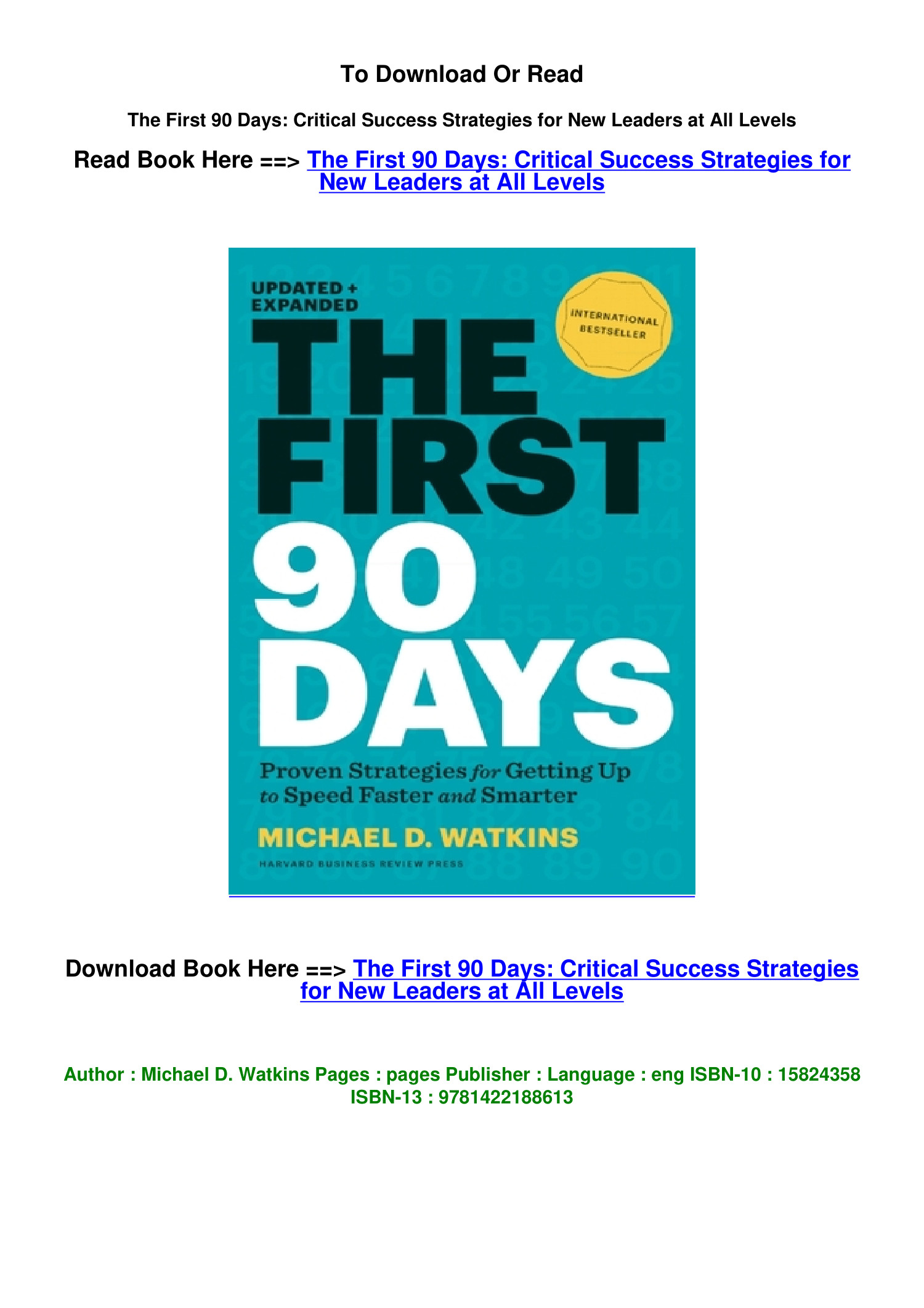 DOWNLOAD EPub The First 90 Days Critical Success Strategies for New ...