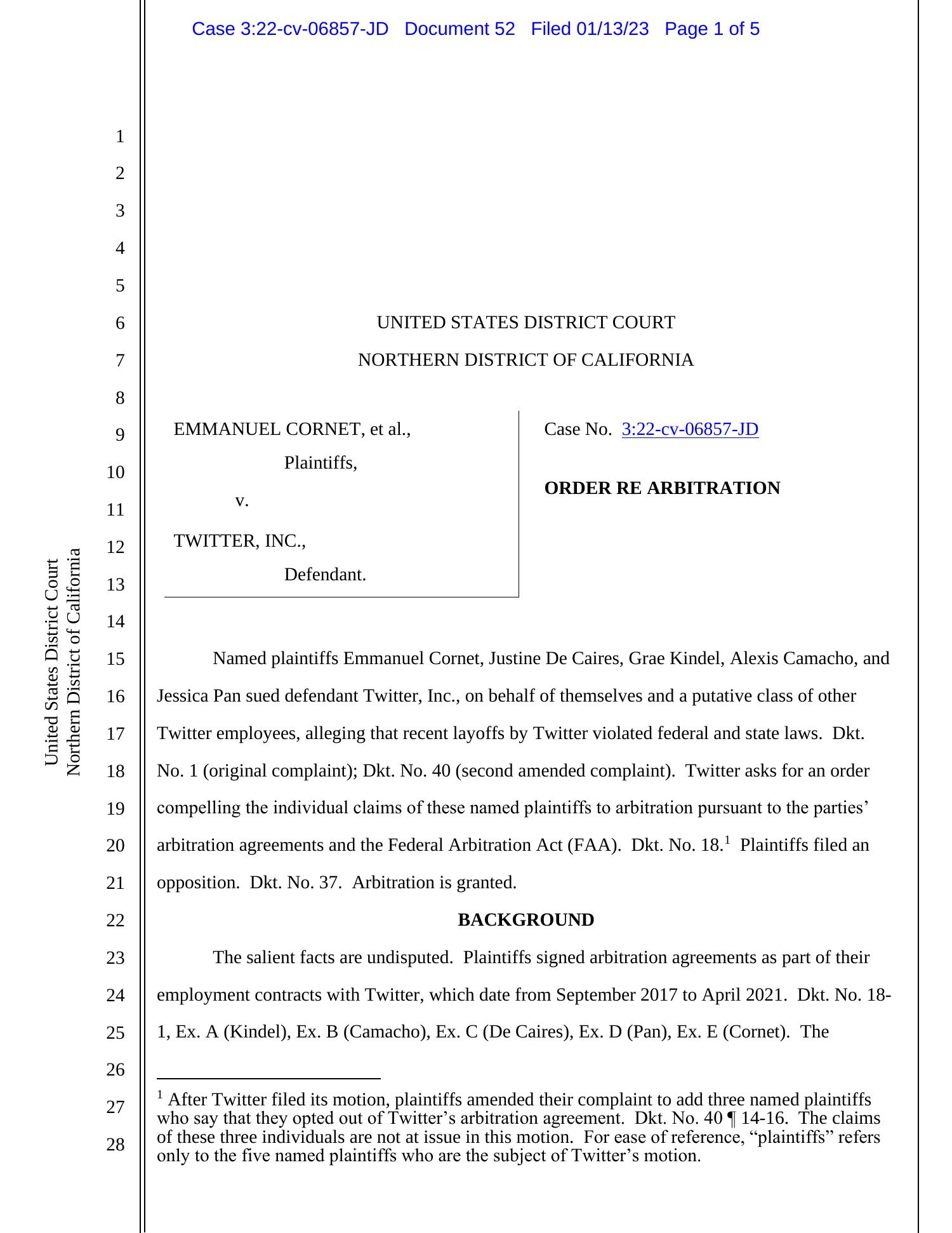 Twitter Lawsuit Software Engineers Order to Arbitrate.pdf | DocDroid