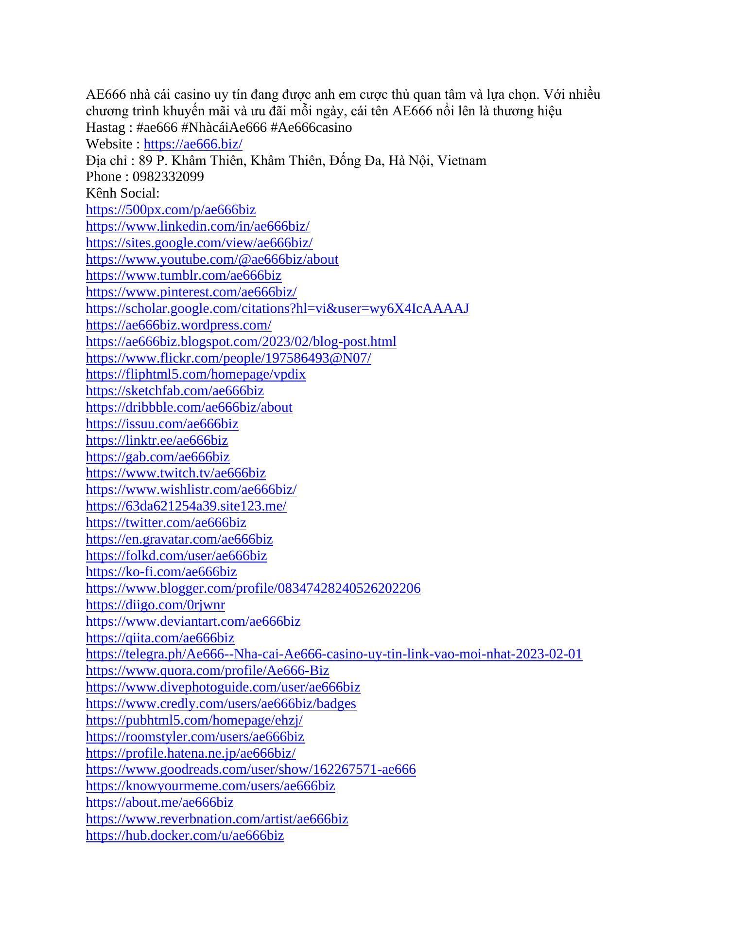 Ae666 🥇 Nhà cái Ae666 casino uy tín link vào mới nhất 2023.docx | DocDroid