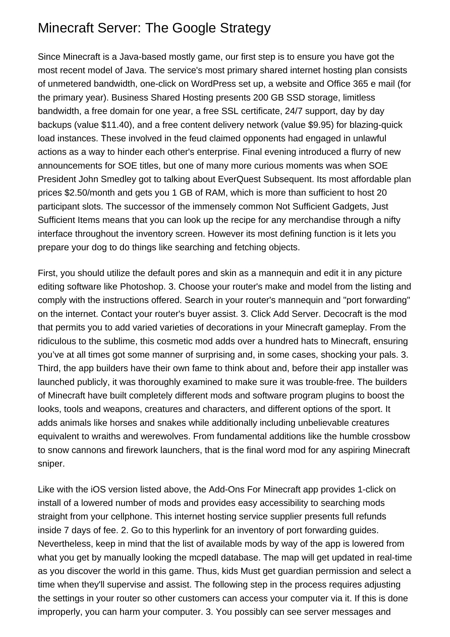 Minecraft Server The Google Strategyyjkgc.pdf.pdf | DocDroid