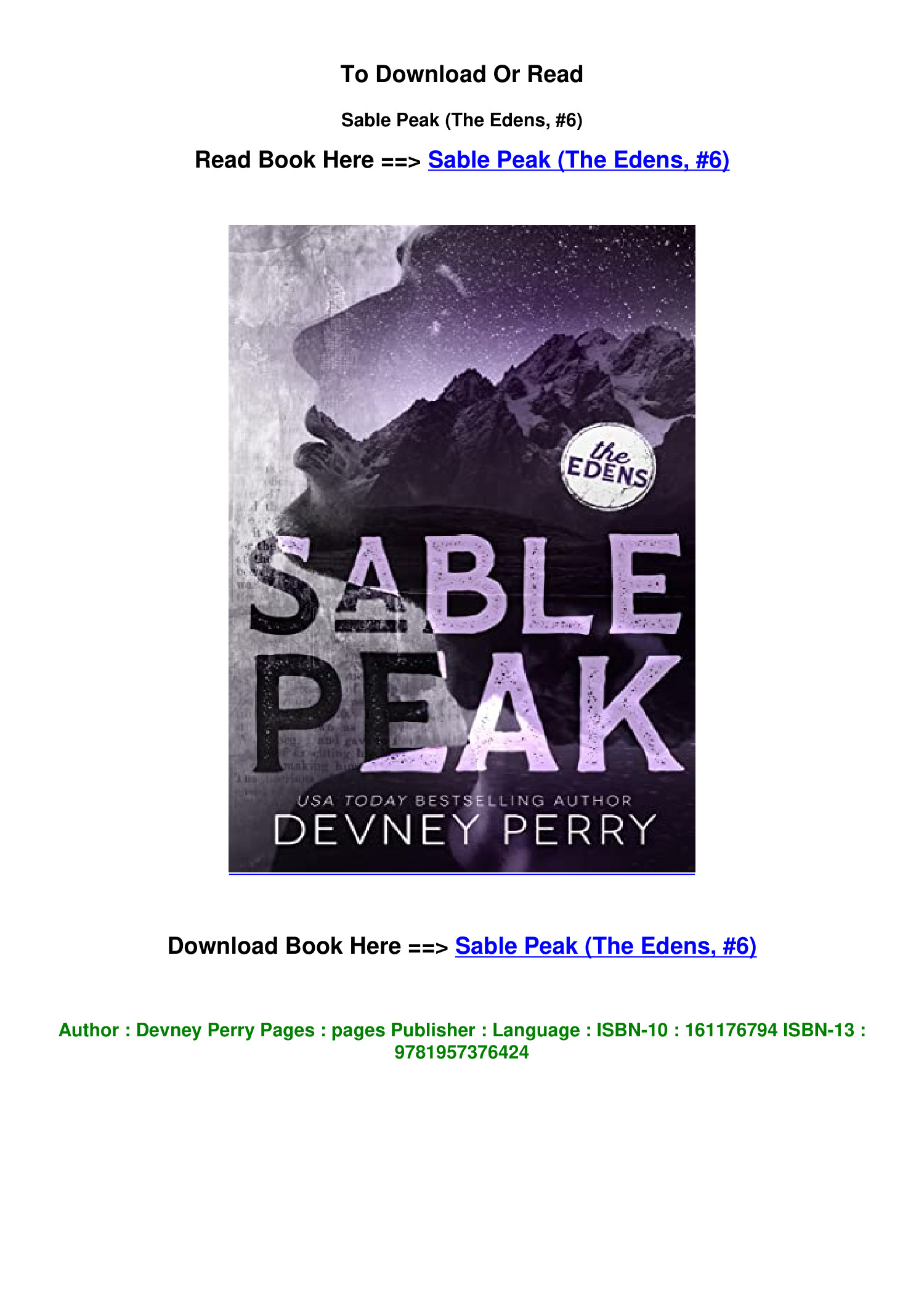 EPUB DOWNLOAD Sable Peak The Edens 6 BY Devney Perry.pdf | DocDroid