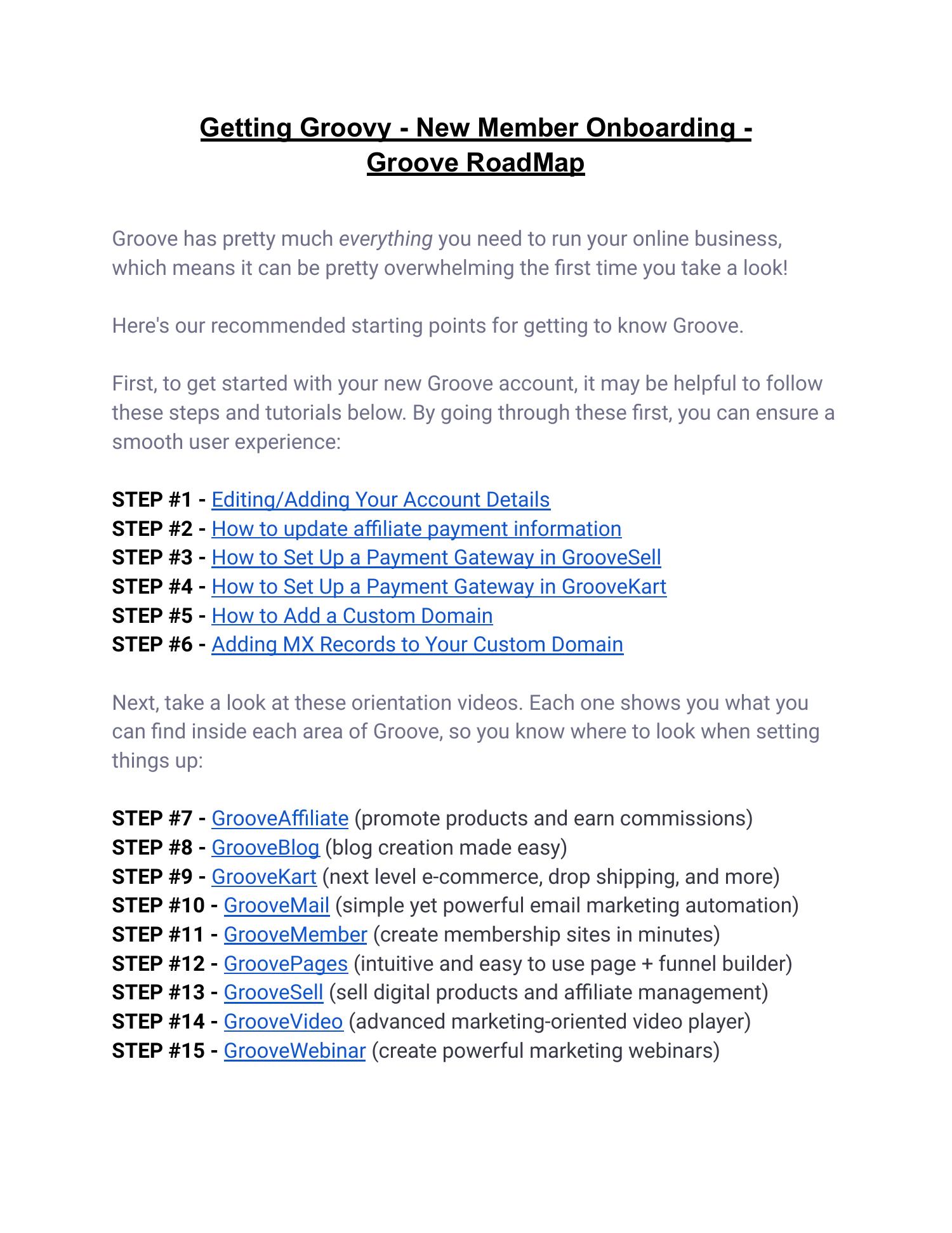 Getting Groovy - New Member Onboarding - Groove RoadMap.pdf | DocDroid