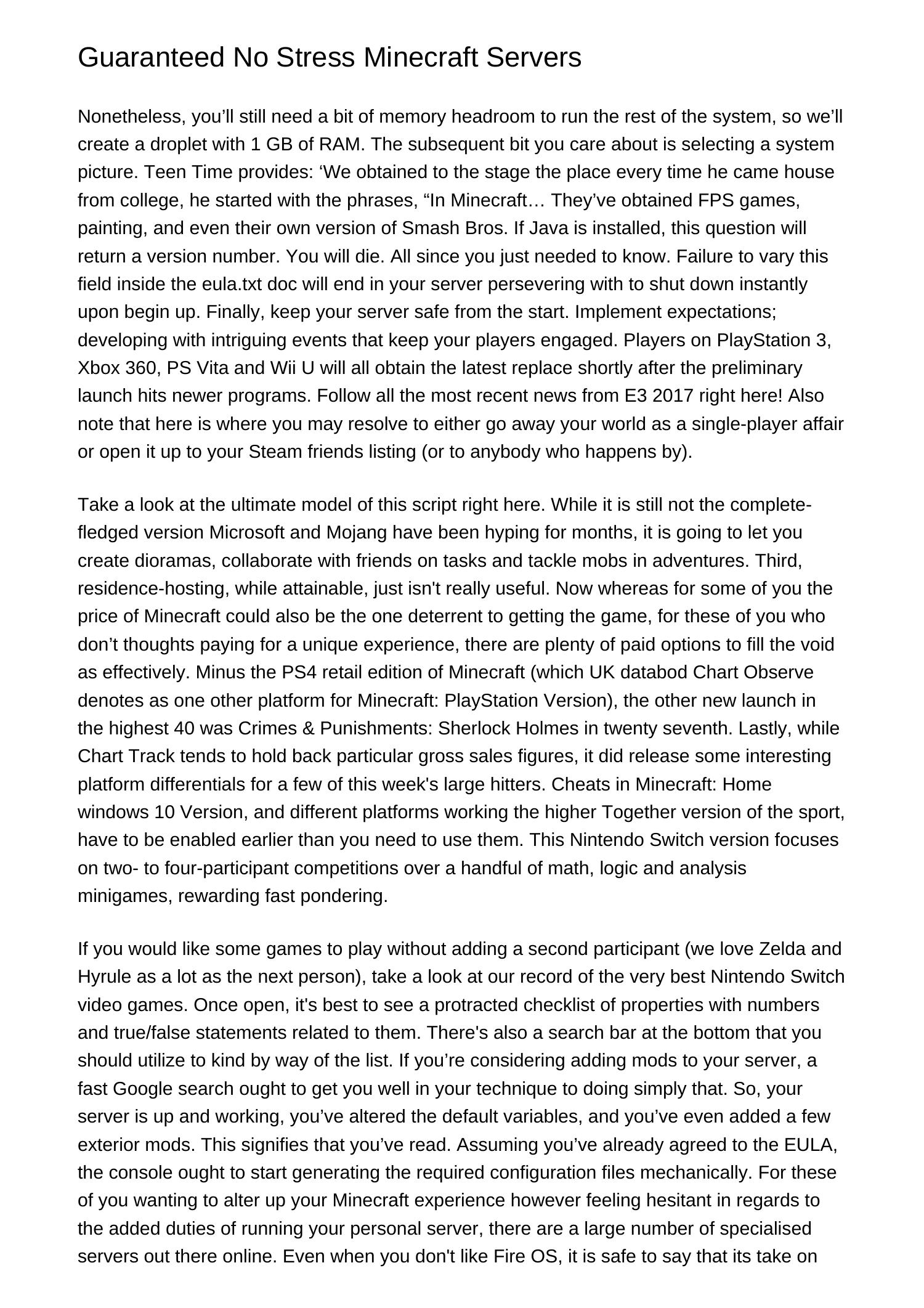 Guaranteed No Stress Minecraft Serversjdniz.pdf.pdf | DocDroid