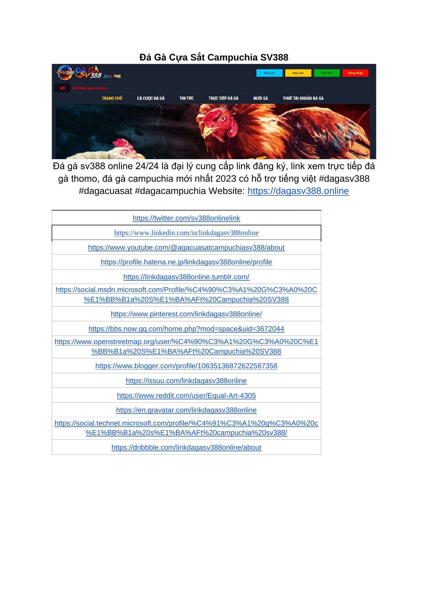 Đá Gà Cựa Sắt Campuchia SV388.docx | DocDroid