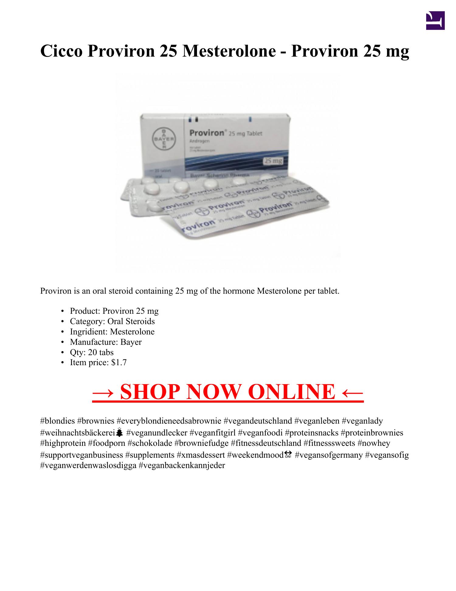 Cicco Proviron 25 Mesterolone - Proviron 25 mg 20 tabs .pdf | DocDroid
