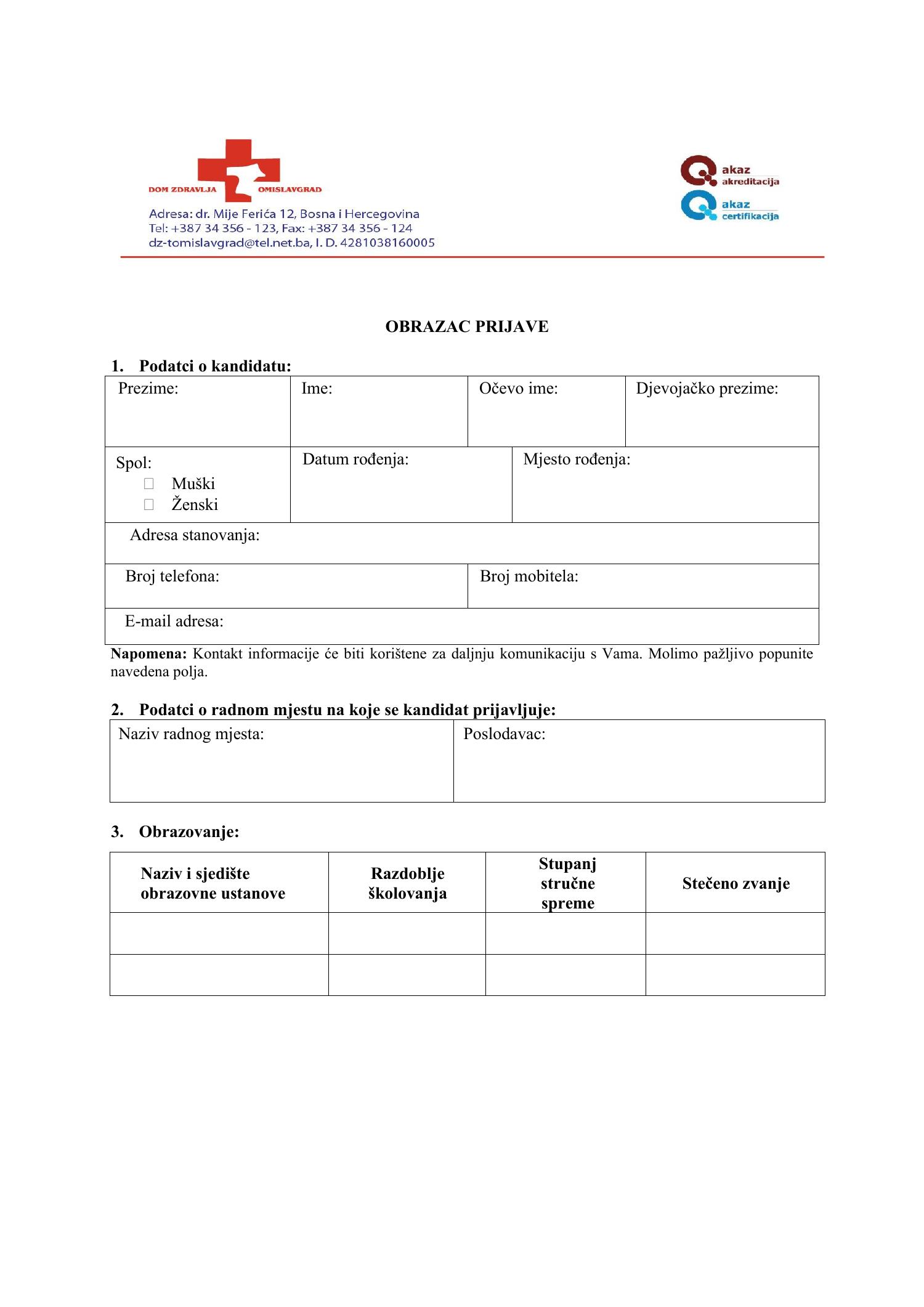 OBRAZAC PRIJAVE.docx | DocDroid