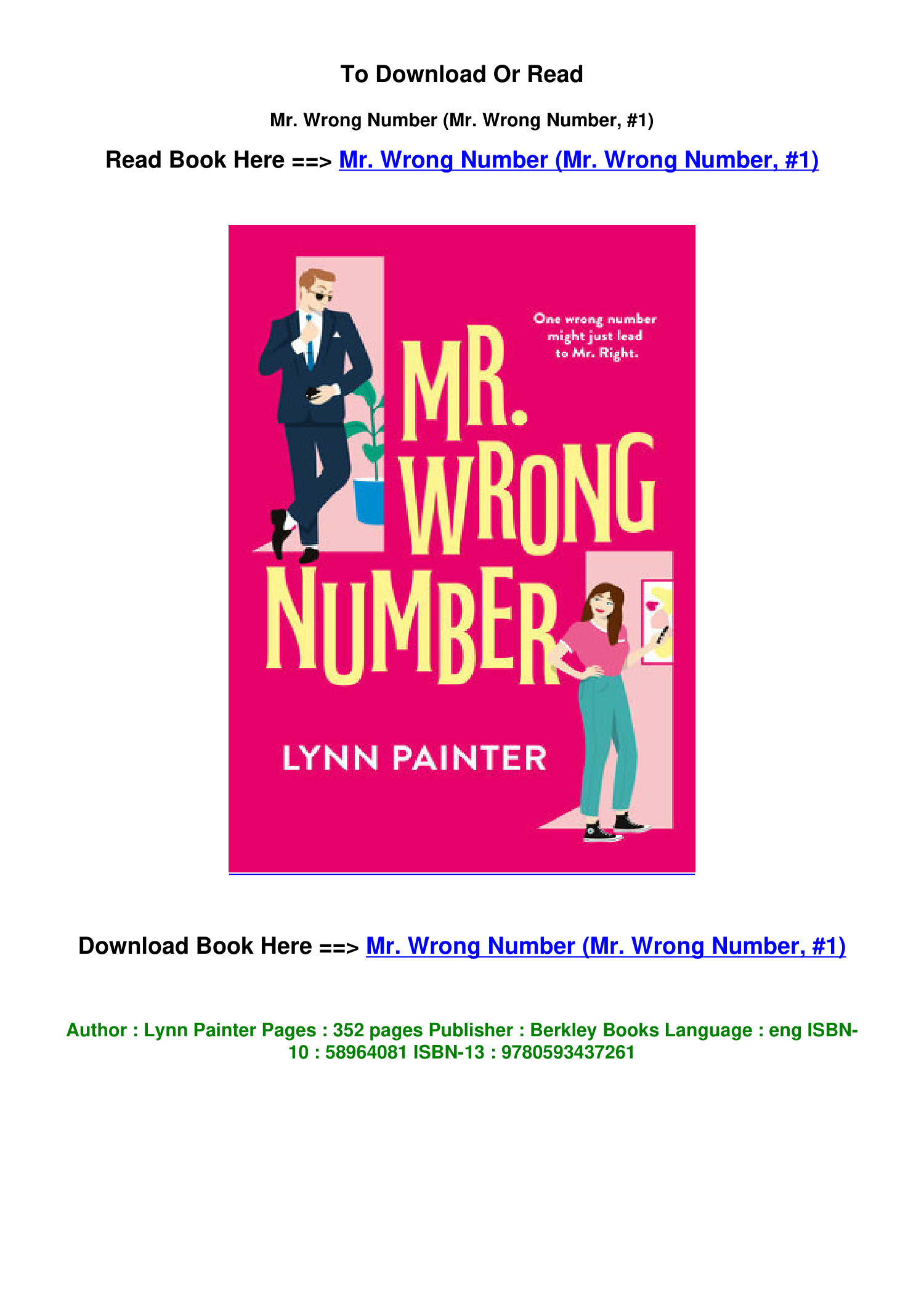 DOWNLOAD ePub Mr Wrong Number Mr Wrong Number 1 BY Lynn Painter.pdf ...