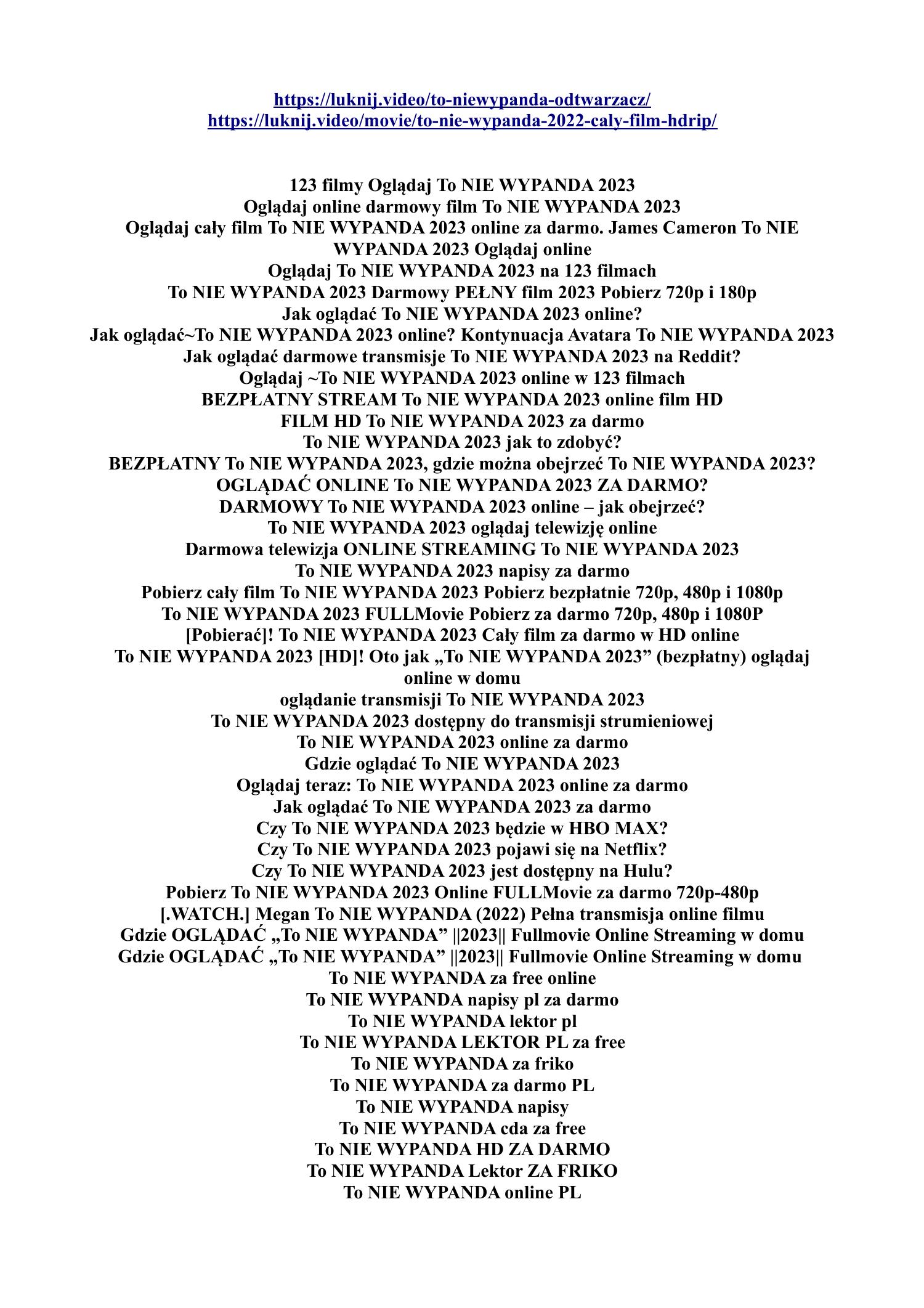 To NIE WYPANDA Cały Film 2023.pdf | DocDroid
