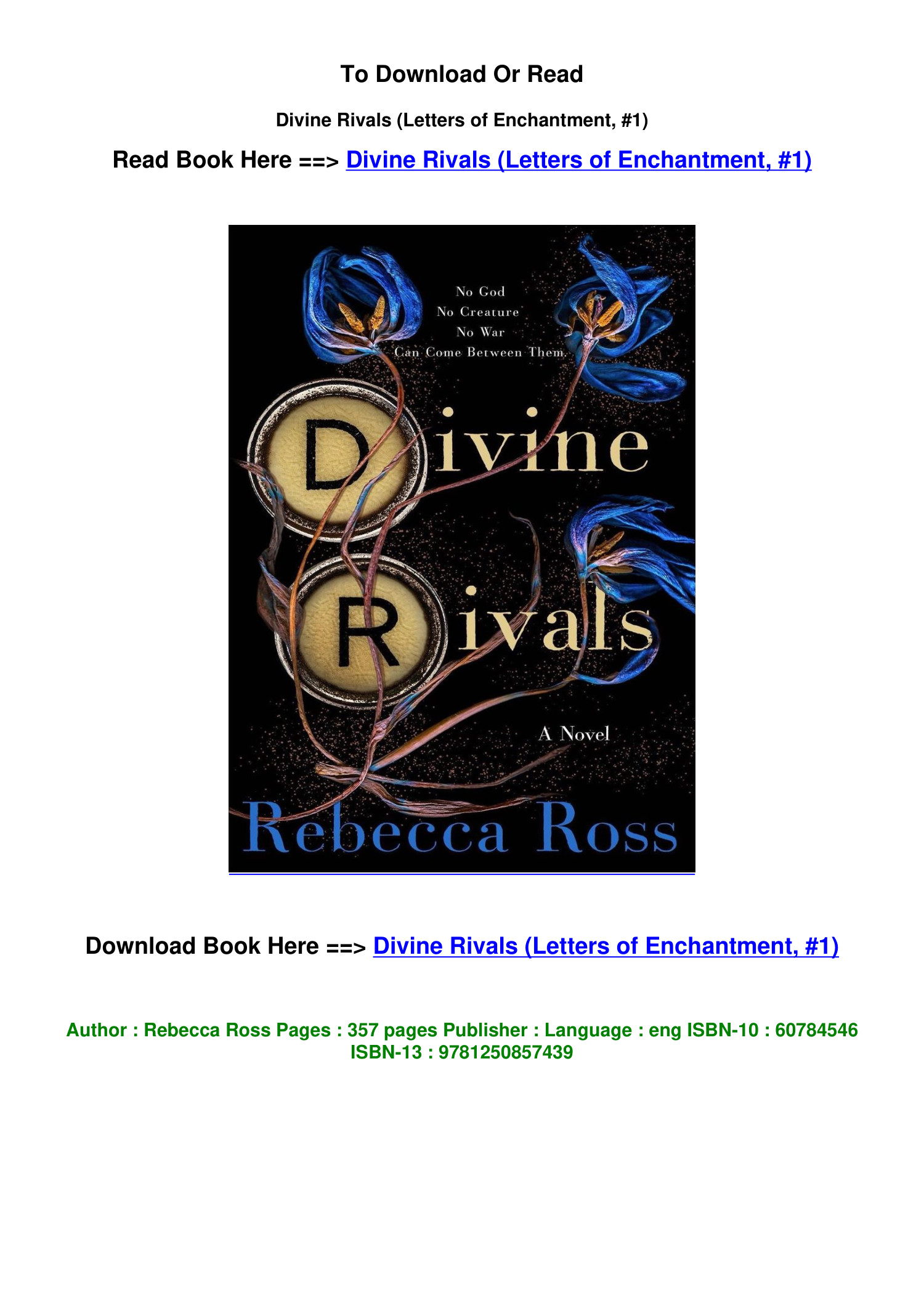 DOWNLOAD EPUB Divine Rivals Letters of Enchantment 1 by Rebecca Ross.pdf | DocDroid