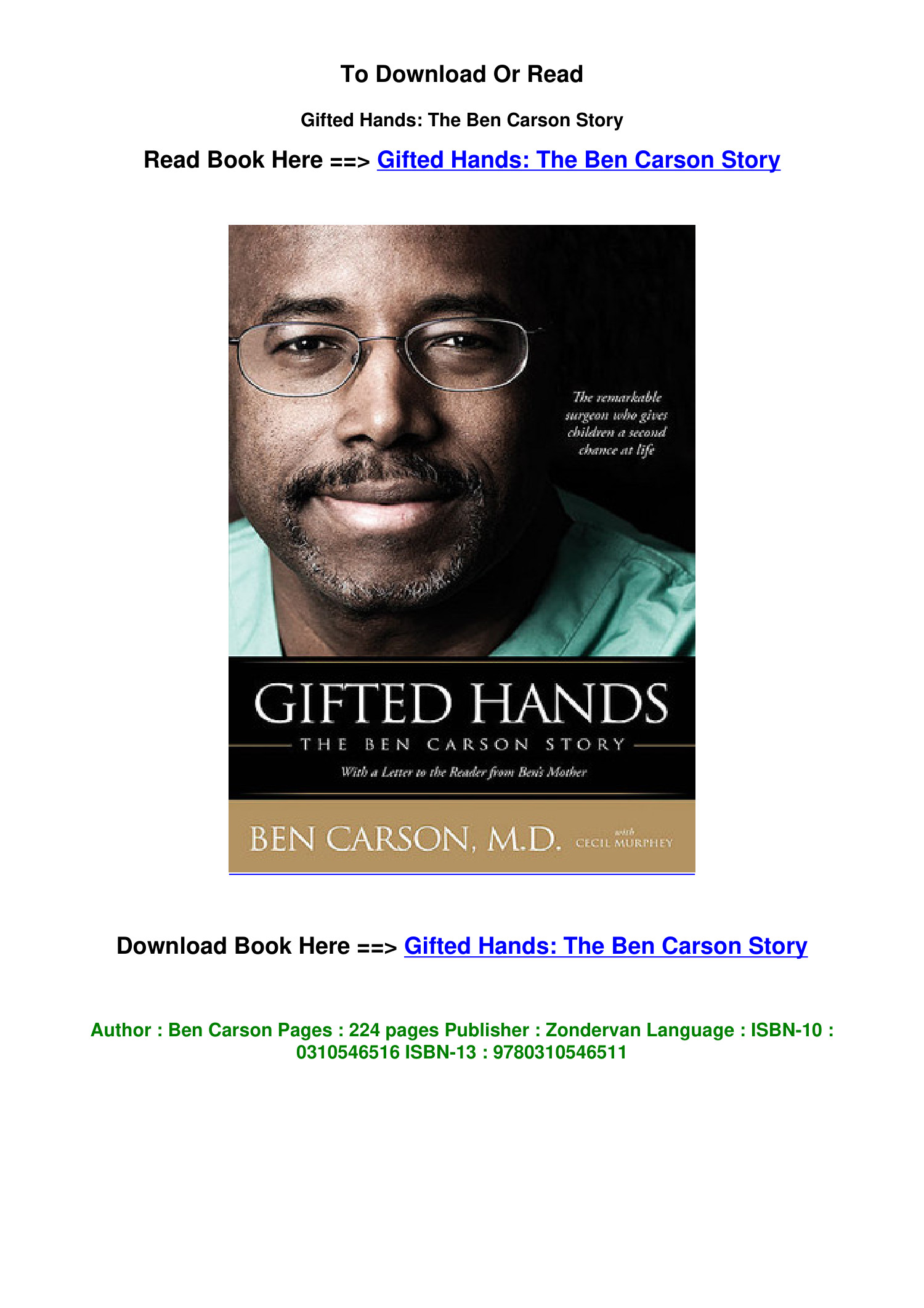PDF download Gifted Hands The Ben Carson Story by Ben Carson.pdf | DocDroid
