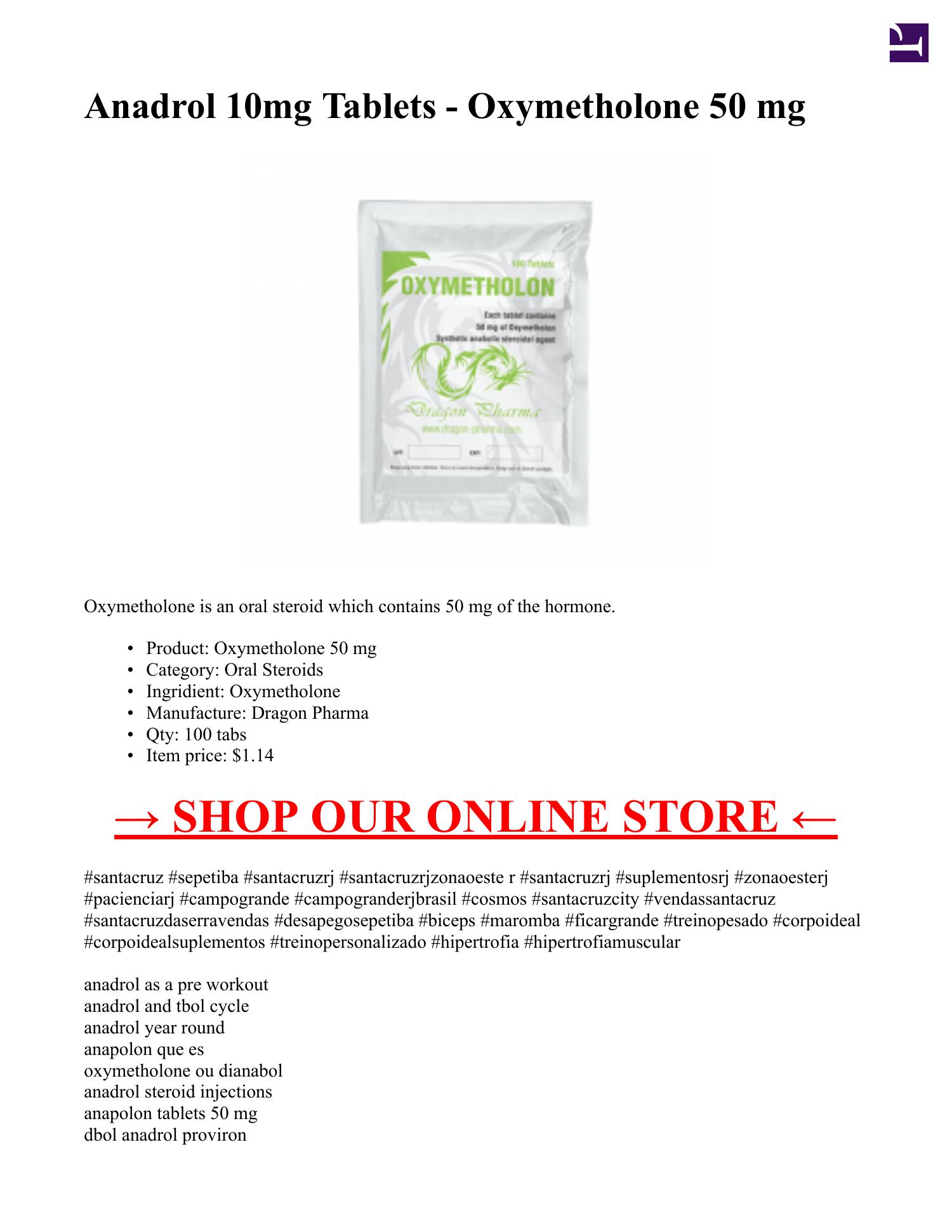 Anadrol 10mg Tablets - Oxymetholone 50 mg 100 tabs .pdf | DocDroid