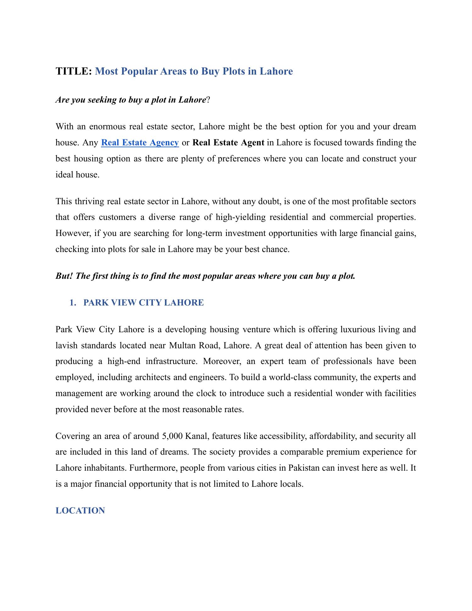 Most Popular Areas to Buy Plots in Lahore.docx.pdf | DocDroid