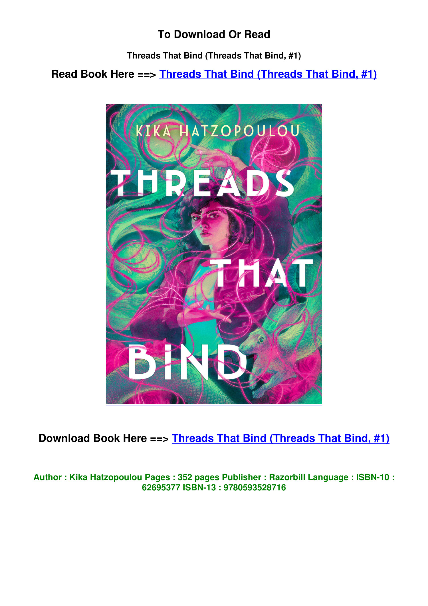 DOWNLOAD Pdf Threads That Bind Threads That Bind 1 by Kika Hatzopoulou.pdf | DocDroid