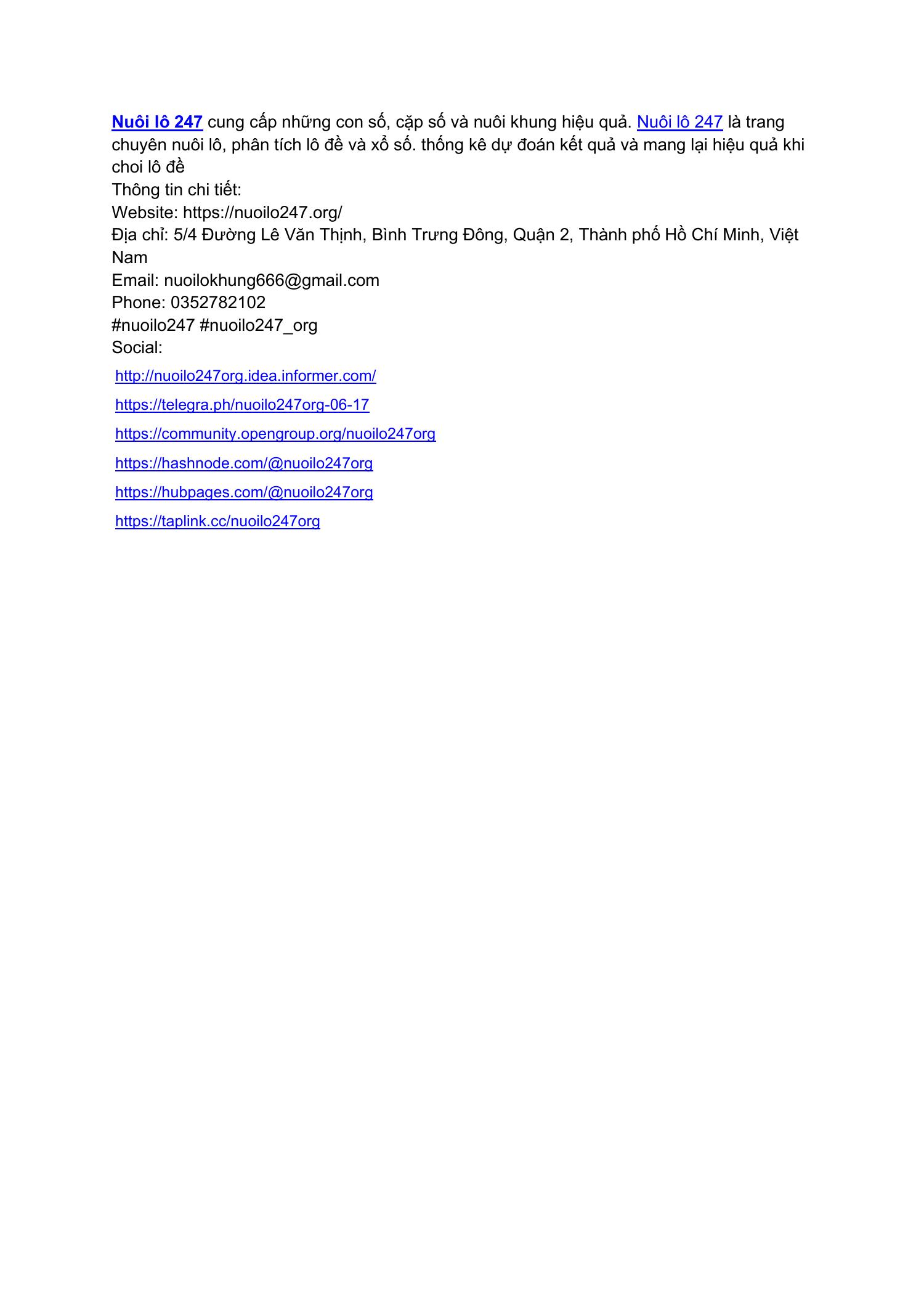 Nuôi lô 247 - Diễn đàn soi cầu dự đoán xsmb.docx | DocDroid