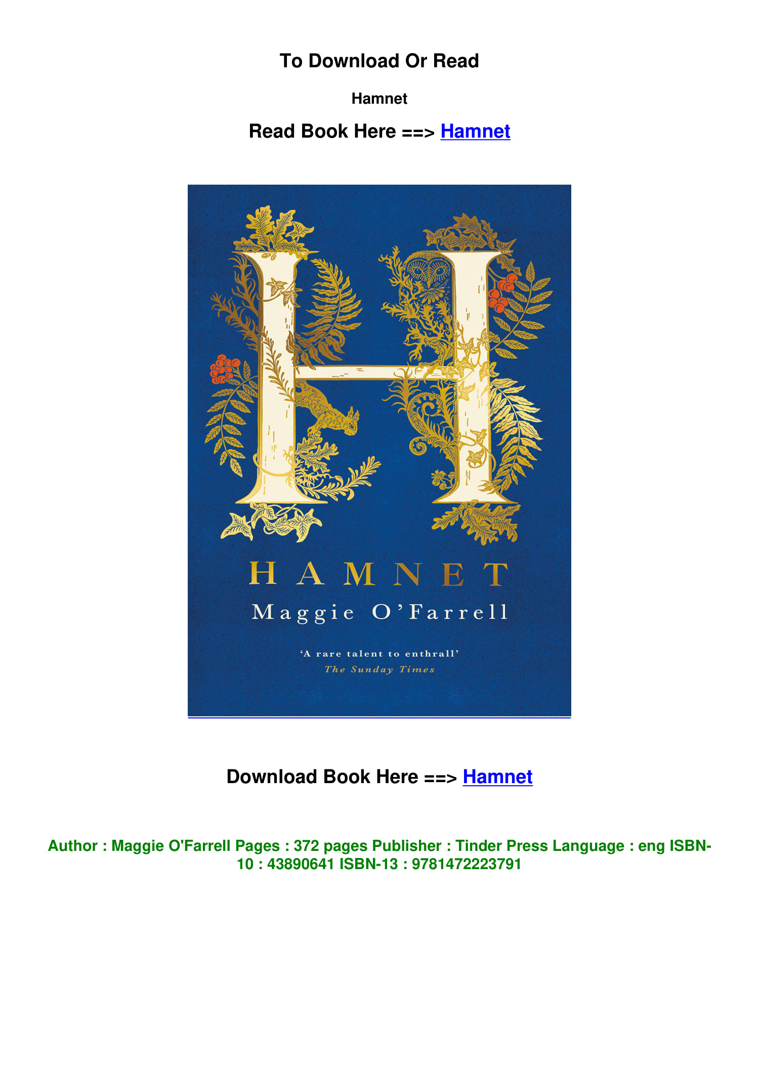 Download Pdf Hamnet By Maggie O Farrell.pdf | DocDroid