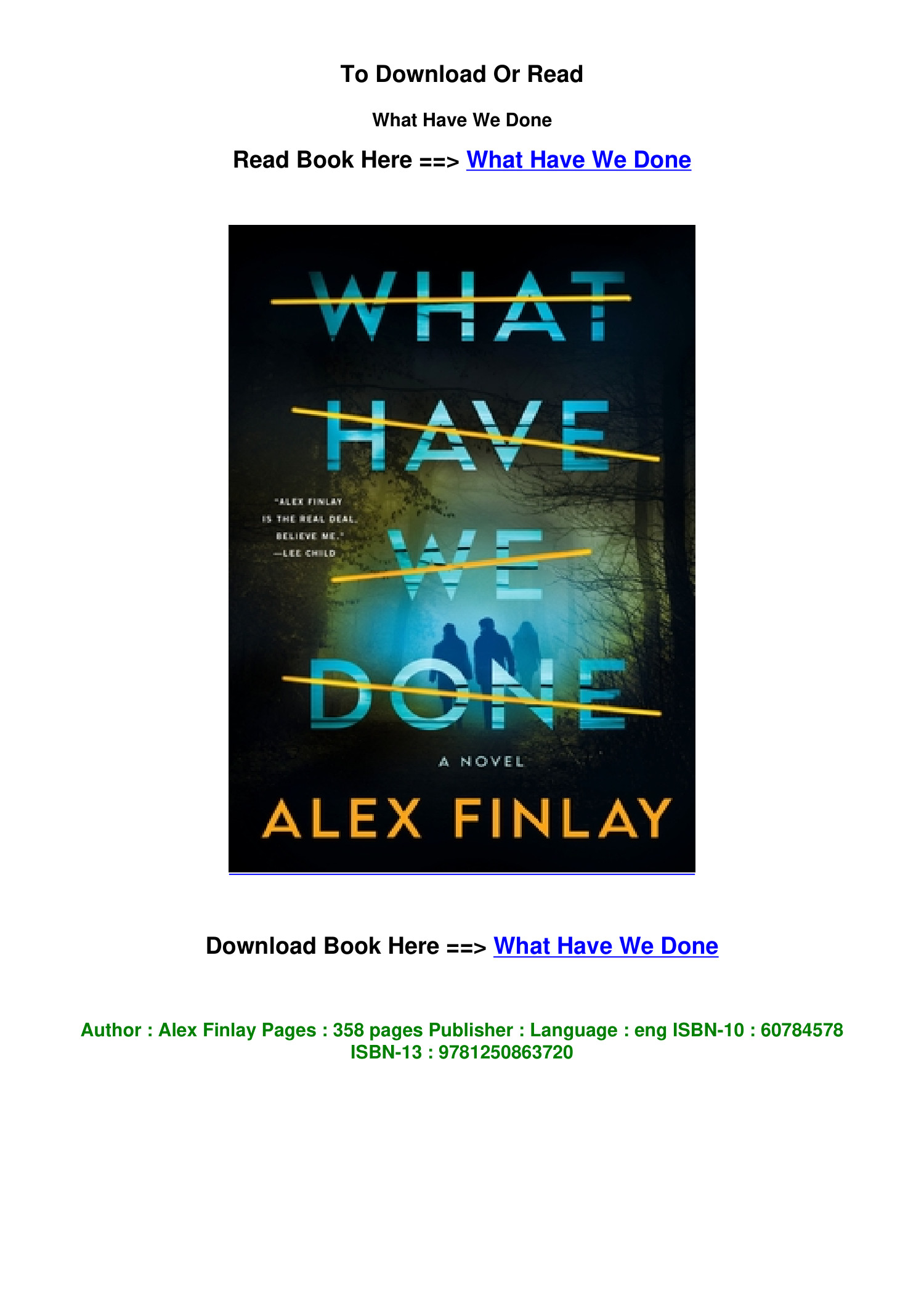 PDF DOWNLOAD What Have We Done by Alex Finlay.pdf | DocDroid