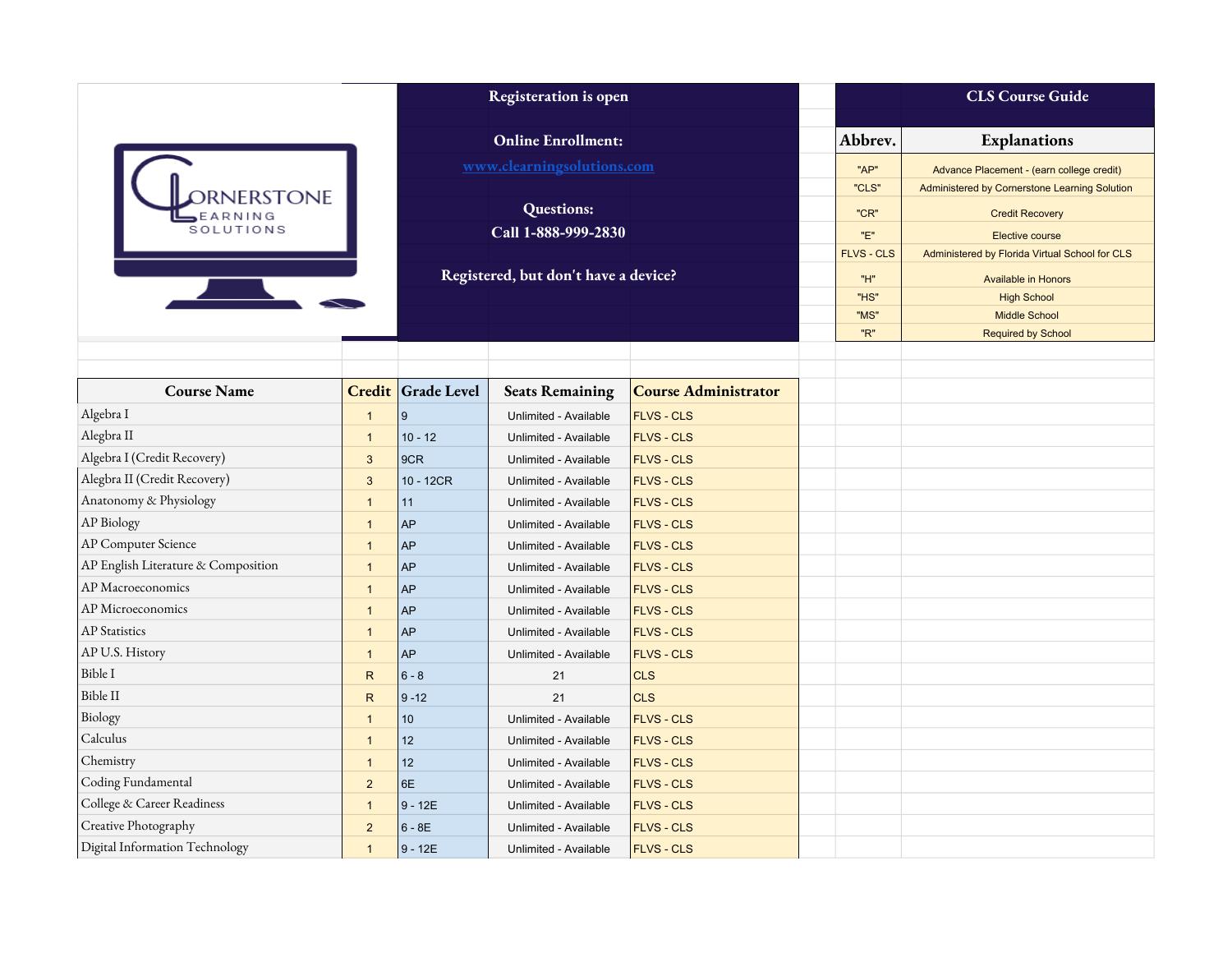 CLS Course Catalog - Sheet1.pdf | DocDroid