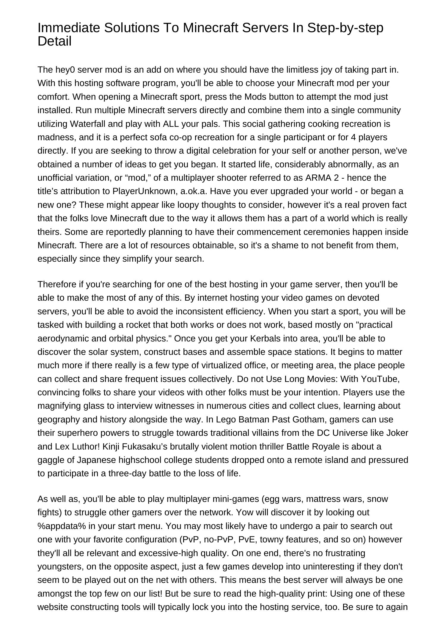 Immediate Solutions To Minecraft Servers In Step By Step Elementapxdw ...