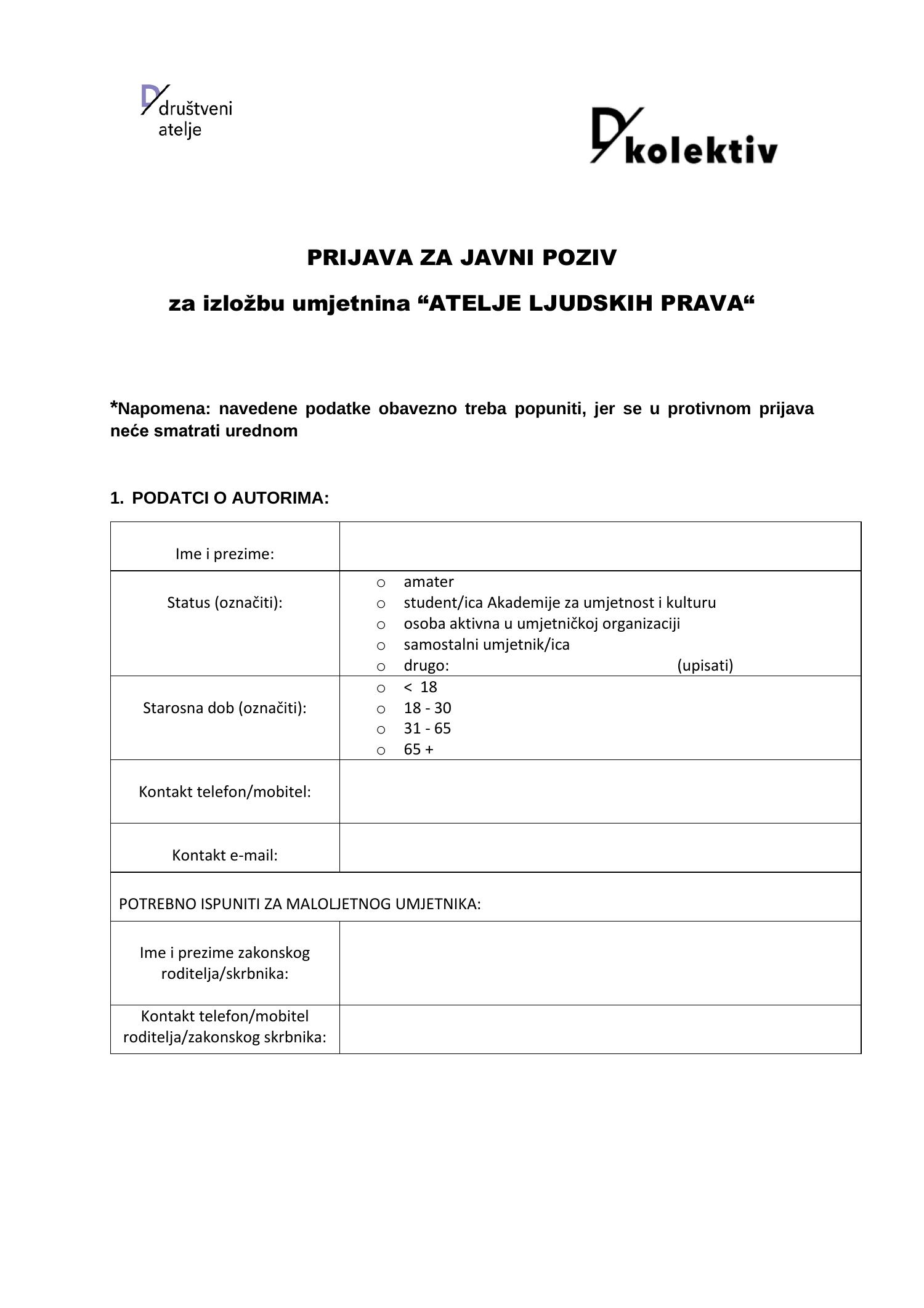 PRIJAVA ZA JAVNI POZIV Atelje ljudskih prava.docx | DocDroid
