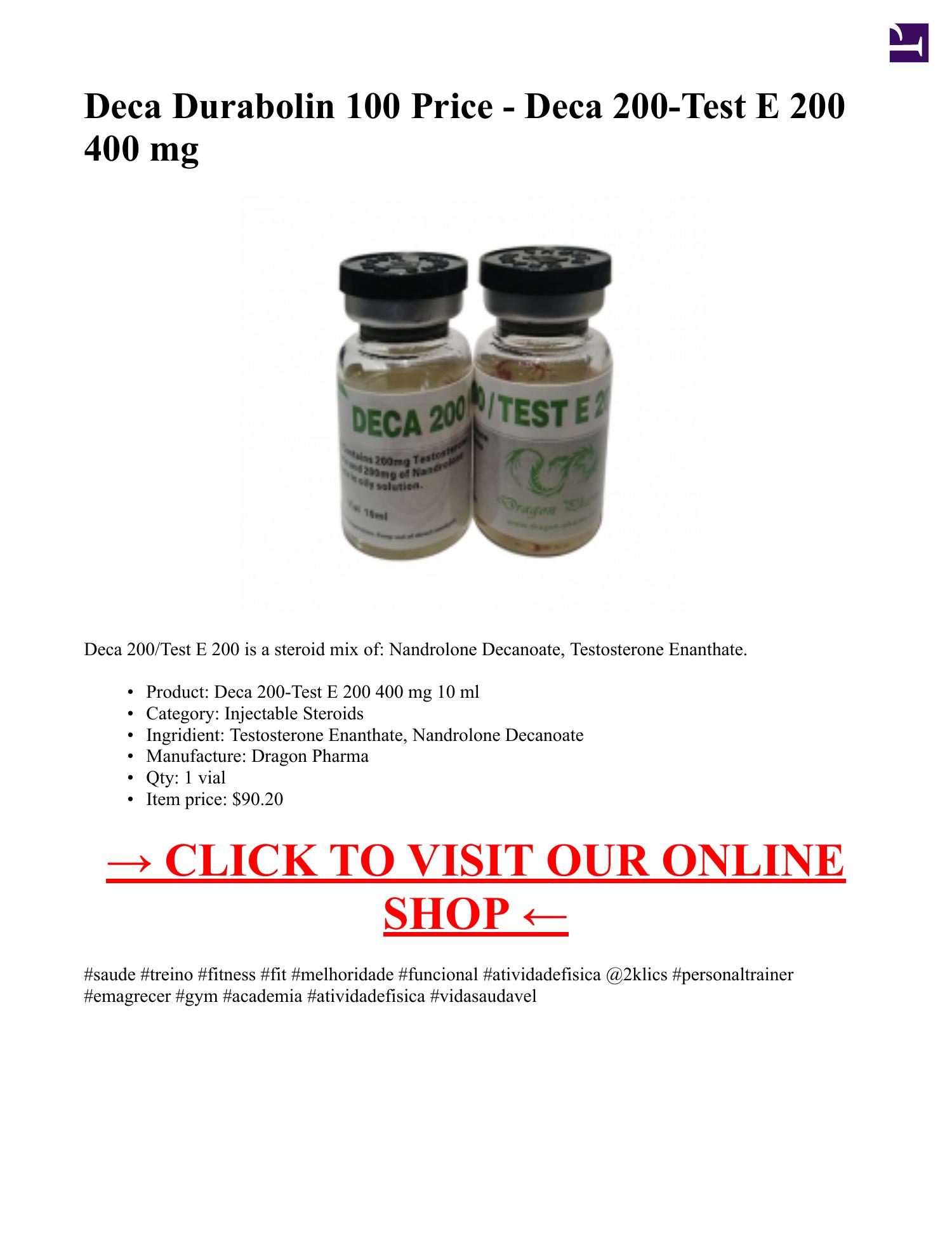 Deca Durabolin 100 Price - Deca 200-Test E 200 400 mg 1 vial 10 ml.pdf ...