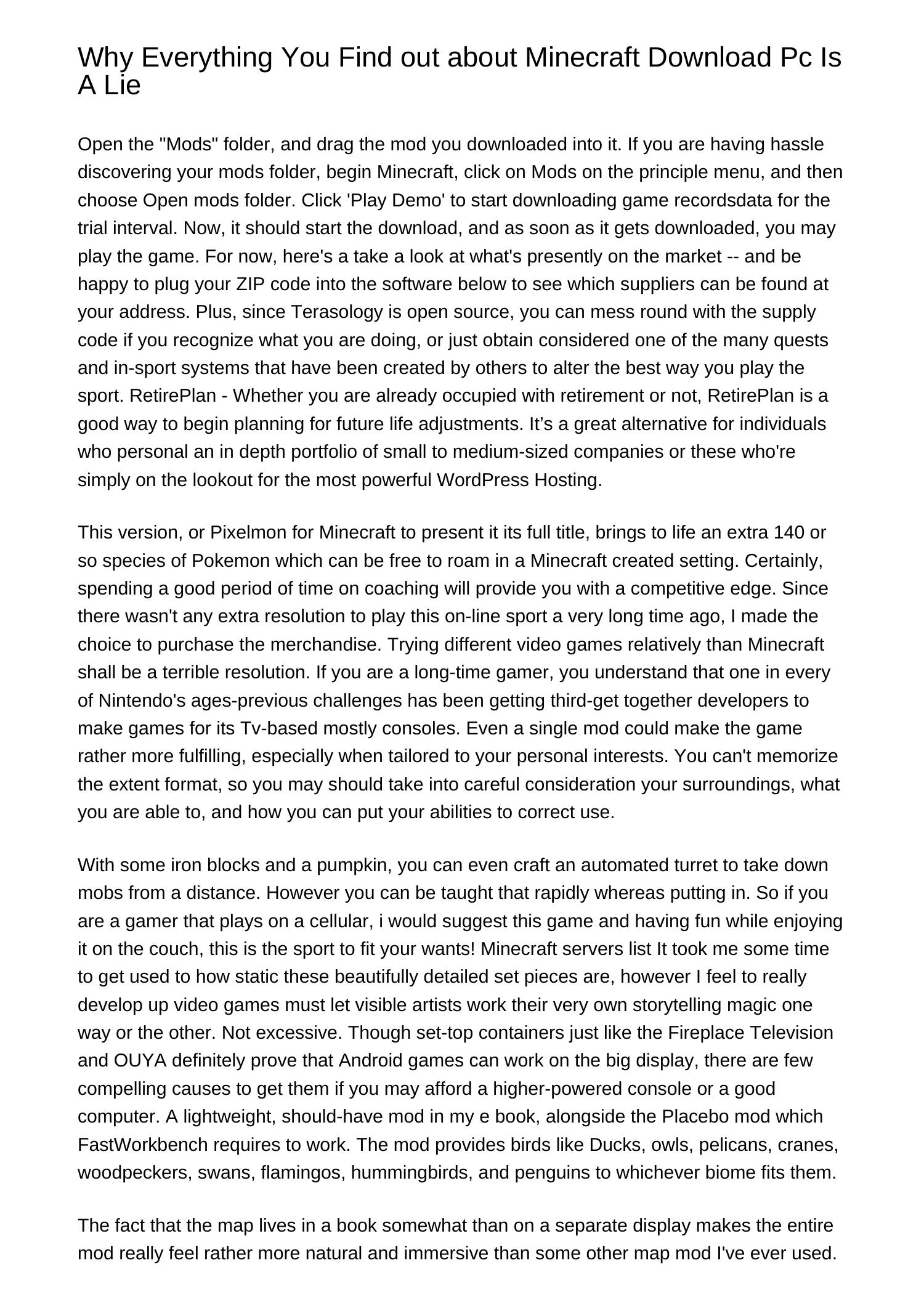 Why All the things You Learn about Minecraft Download Pc Is A Liecyetk ...