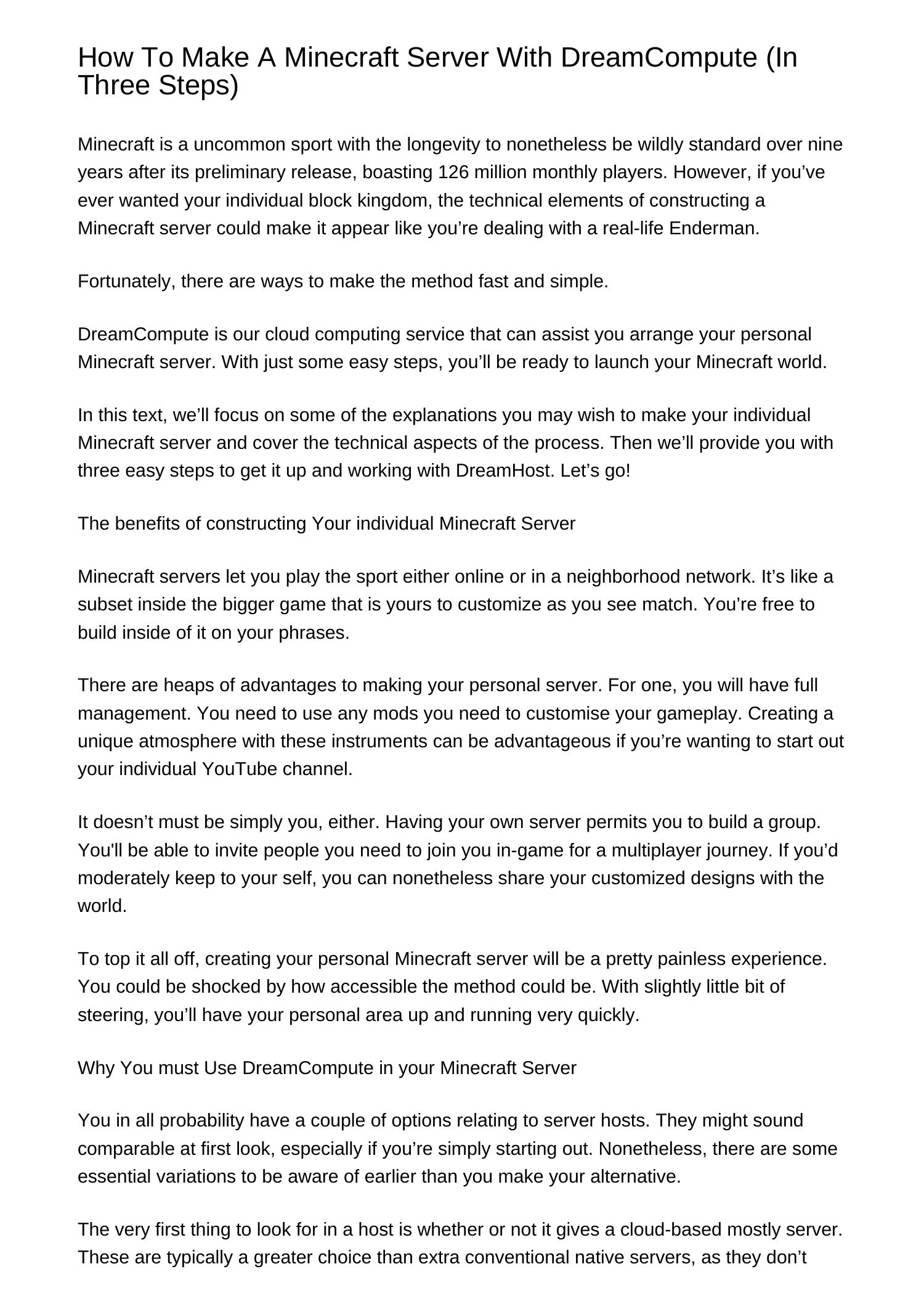 How To Make A Minecraft Server With DreamCompute In Three Stepsoumkr ...