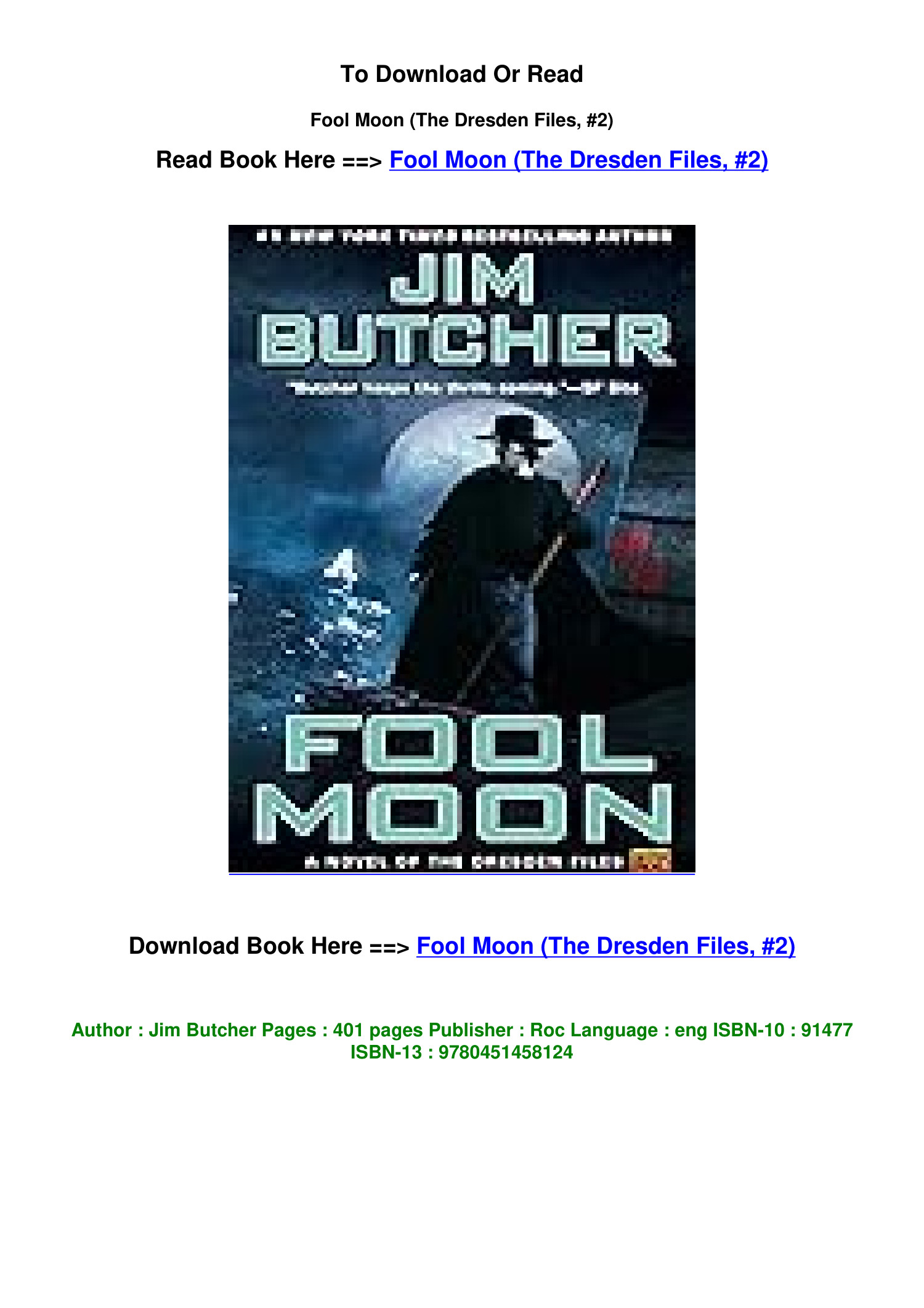 Download epub Fool Moon The Dresden Files 2 by Jim Butcher.pdf | DocDroid