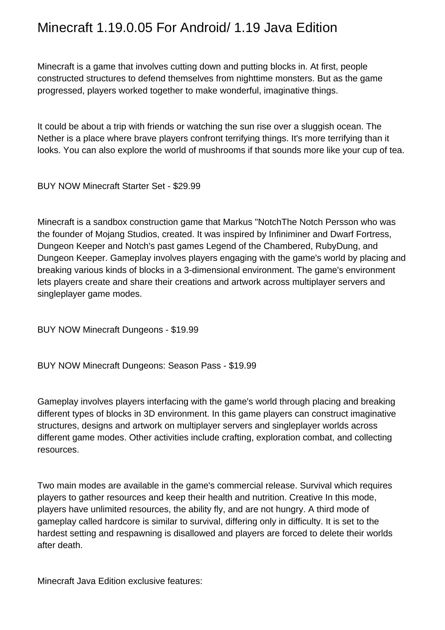 Minecraft 119005 For Android 119 Java Editionajjyi.pdf.pdf | DocDroid