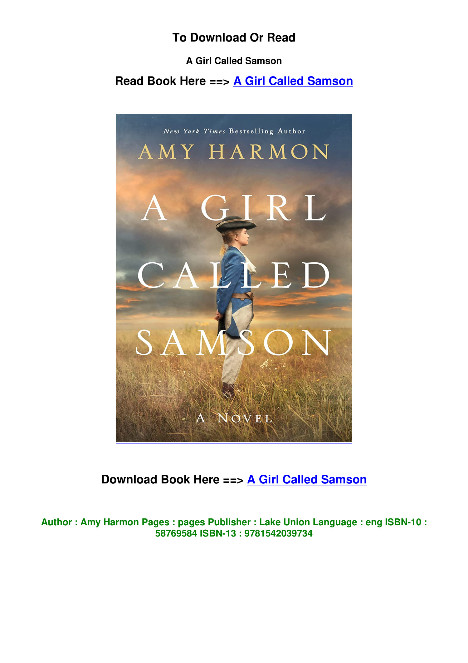 DOWNLOAD pdf A Girl Called Samson BY Amy Harmon.pdf | DocDroid