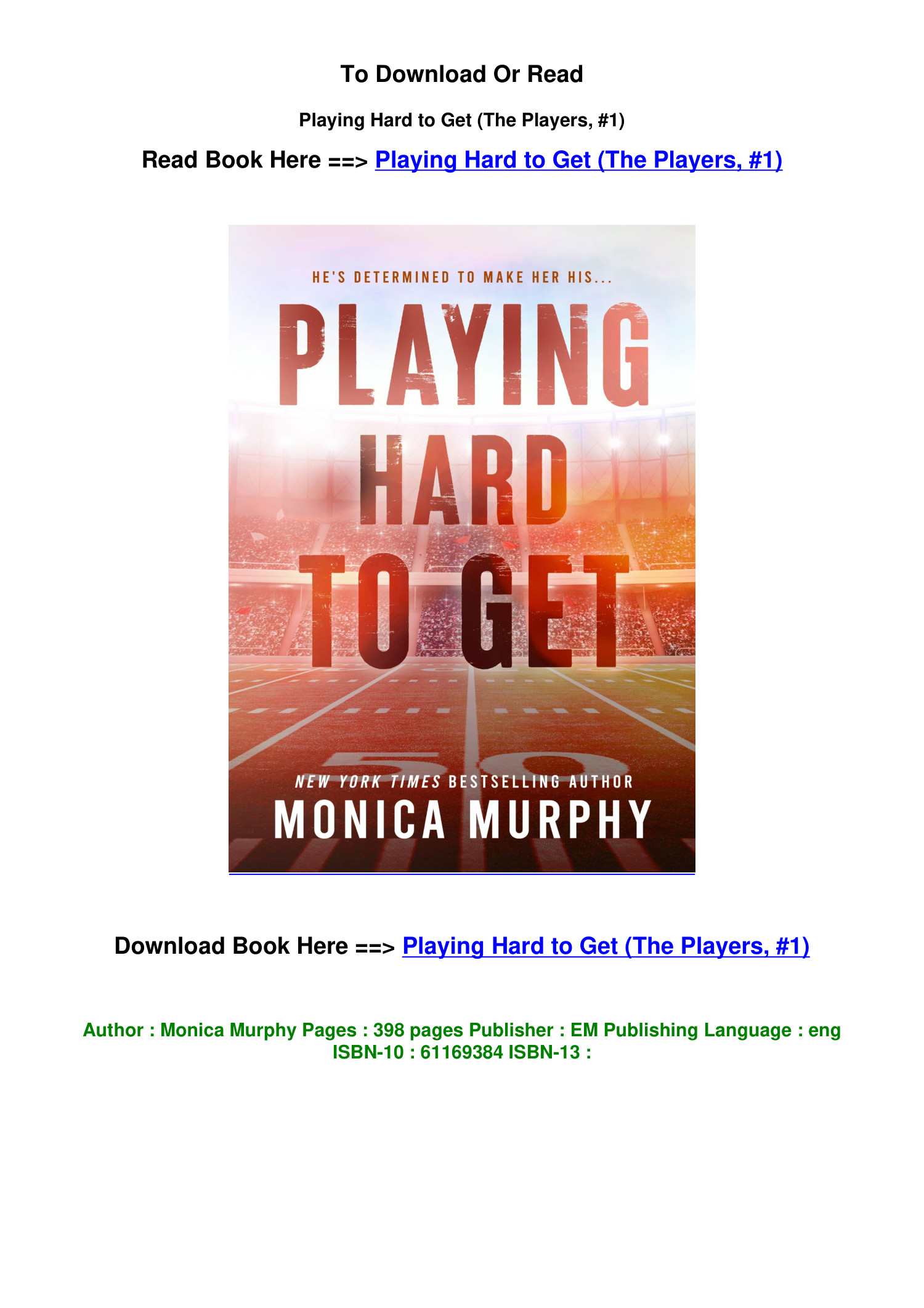 PDF Download Playing Hard to Get The Players 1 by Monica Murphy.pdf | DocDroid