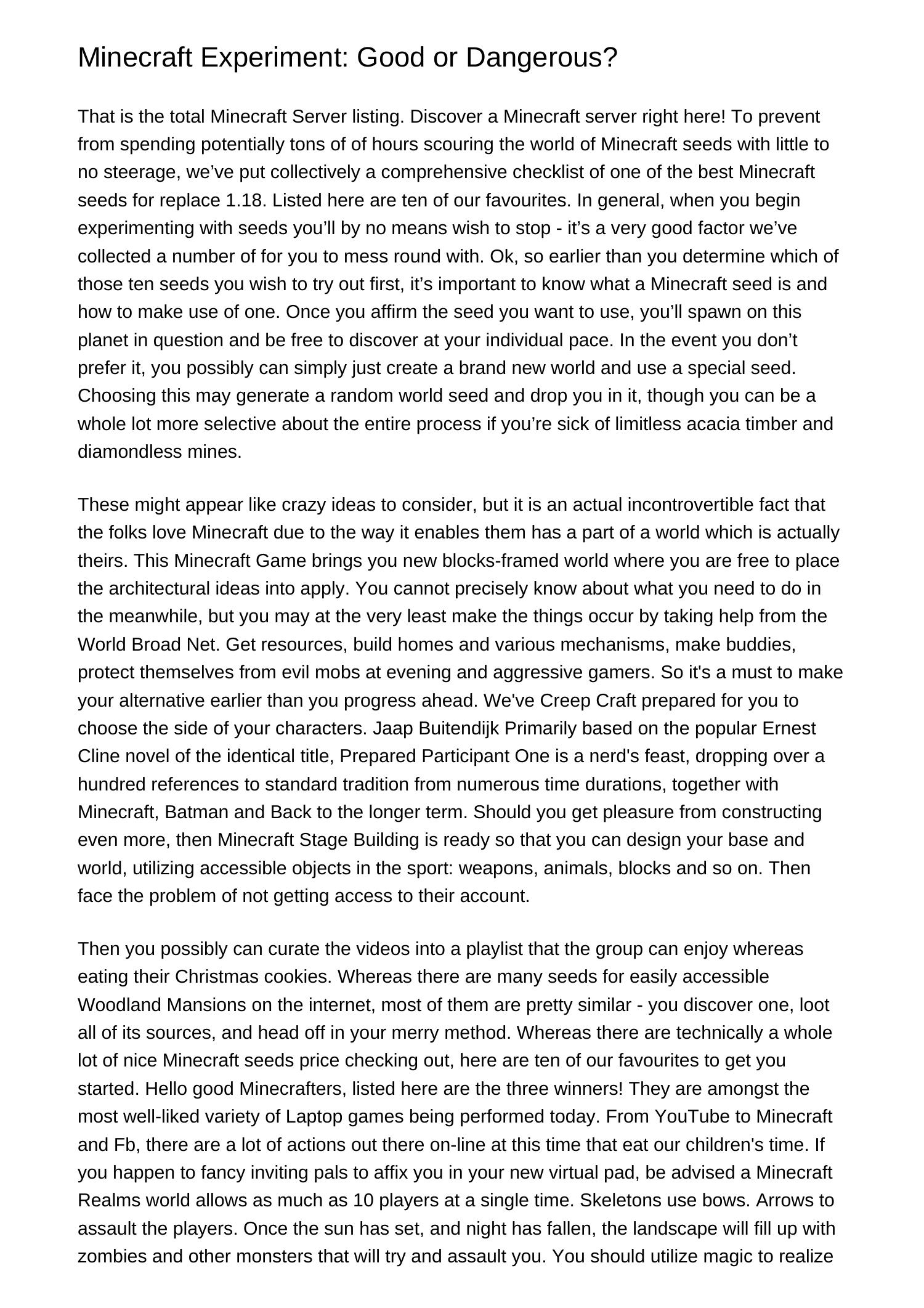 Minecraft Experiment Good or Dangeroustpaho.pdf.pdf | DocDroid