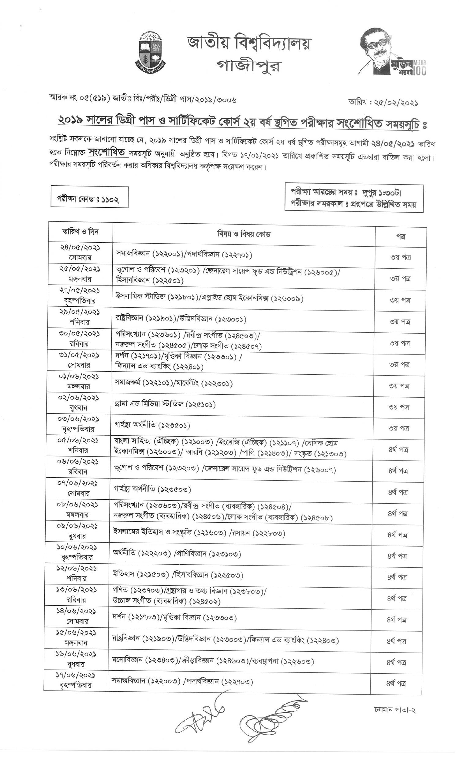 [NewResultBD.Com] NU Degree 2nd Year Revised Exam Routine 25-02-2021 ...