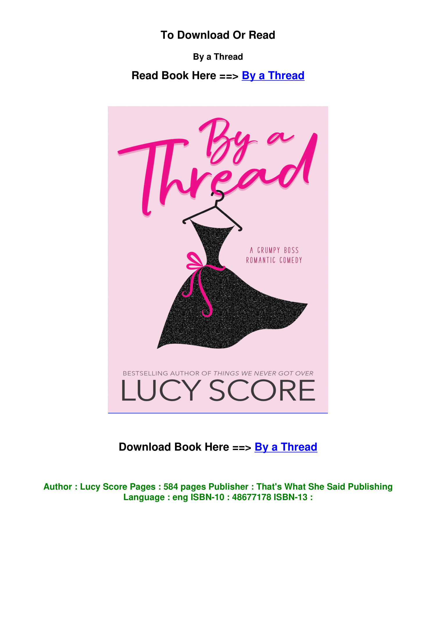 Pdf DOWNLOAD By a Thread By Lucy Score.pdf | DocDroid