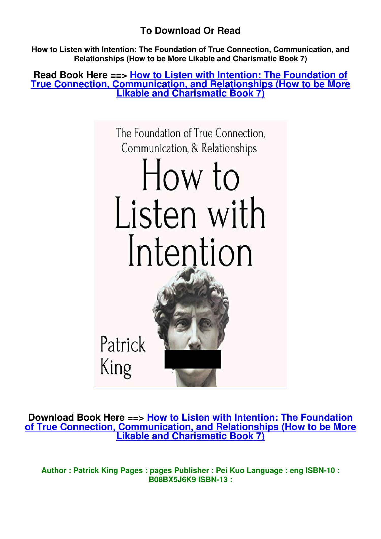 PDF DOWNLOAD How to Listen with Intention The Foundation of True ...