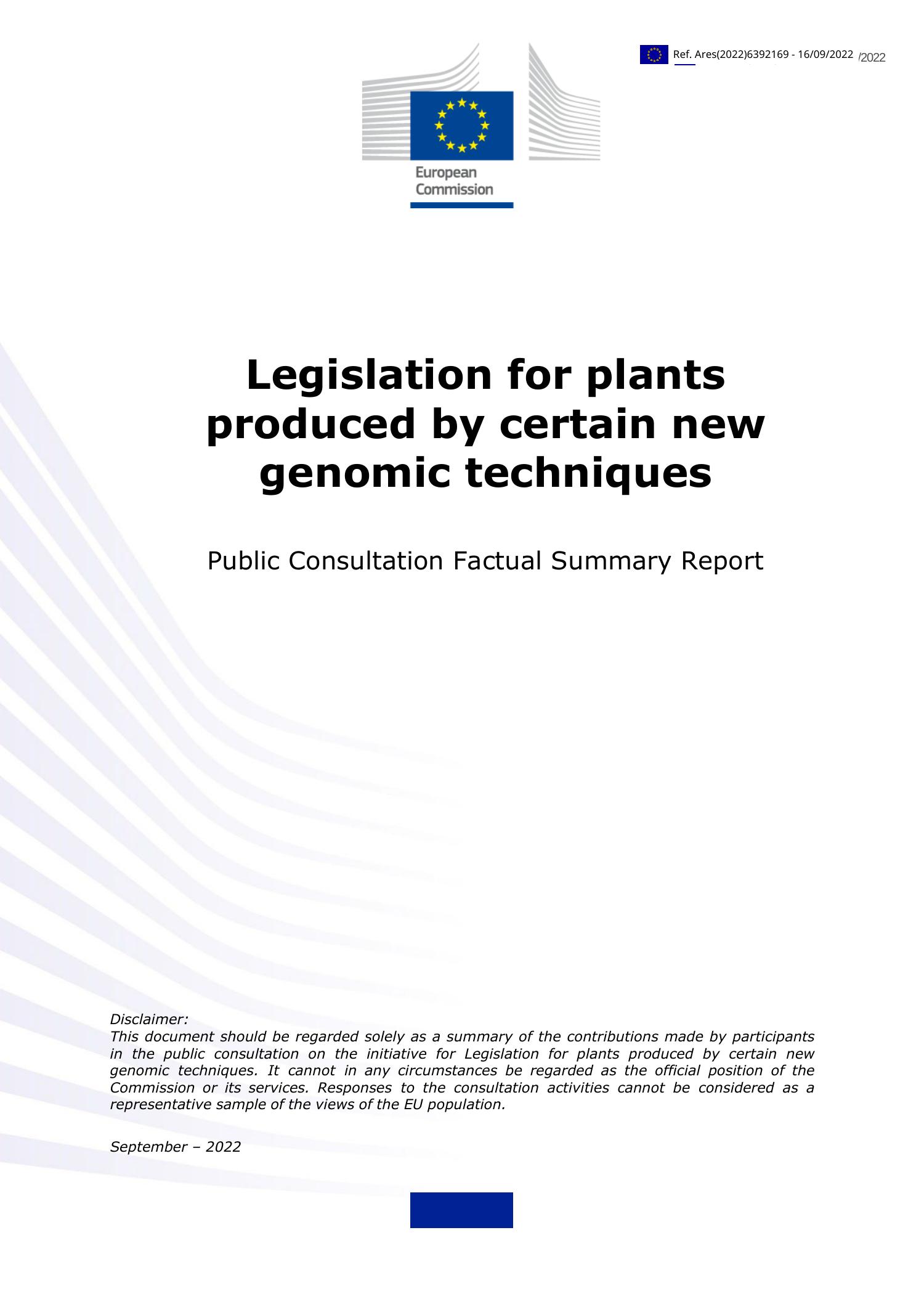 Legislation for plants produced by certain new genomic techniques ...