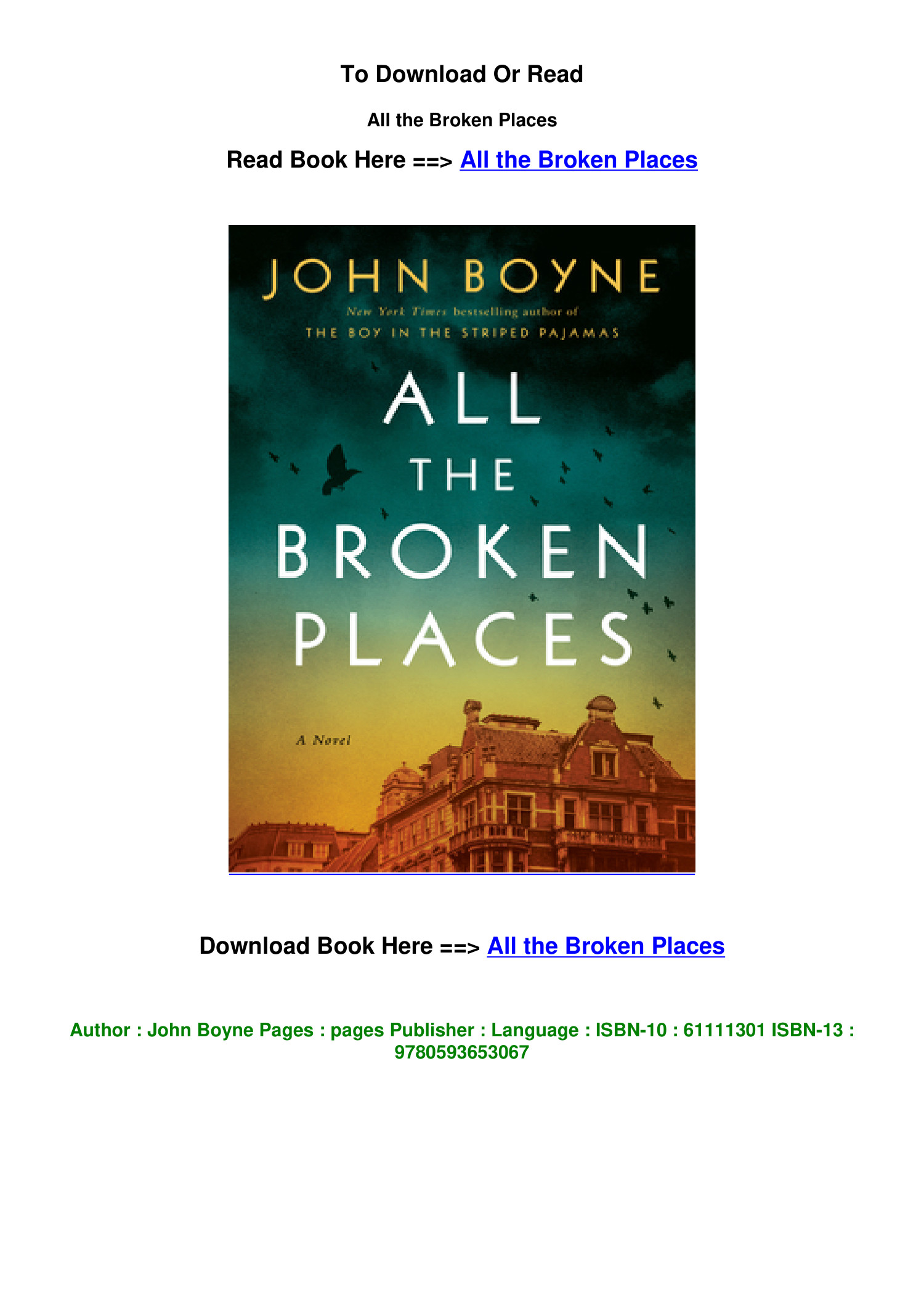Download EPUB All the Broken Places by John Boyne.pdf | DocDroid